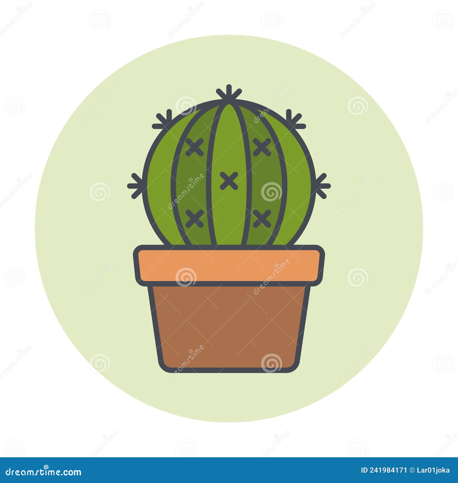 Isolated Green Cactus on a Colored Circle Frame Vector Stock Vector ...