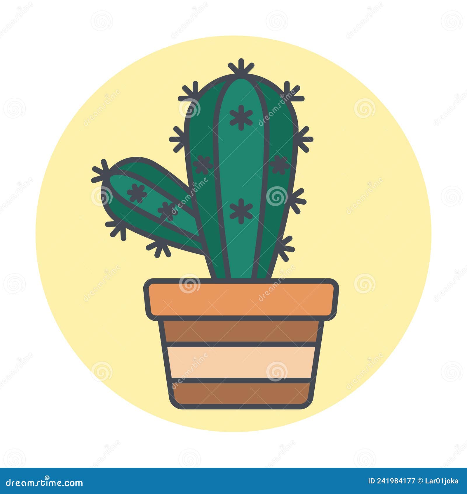 Isolated Green Cactus on a Colored Circle Frame Vector Stock Vector ...