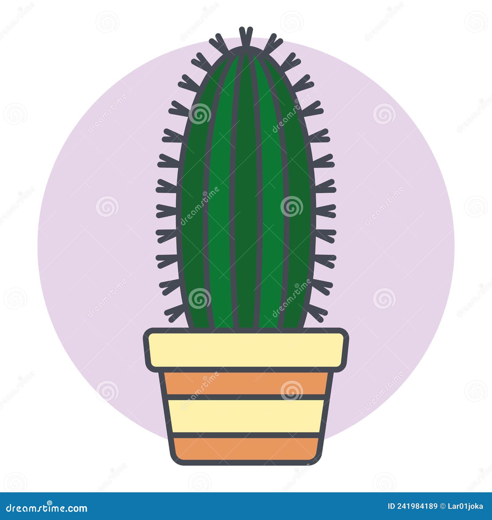 Isolated Green Cactus on a Colored Circle Frame Vector Stock Vector ...