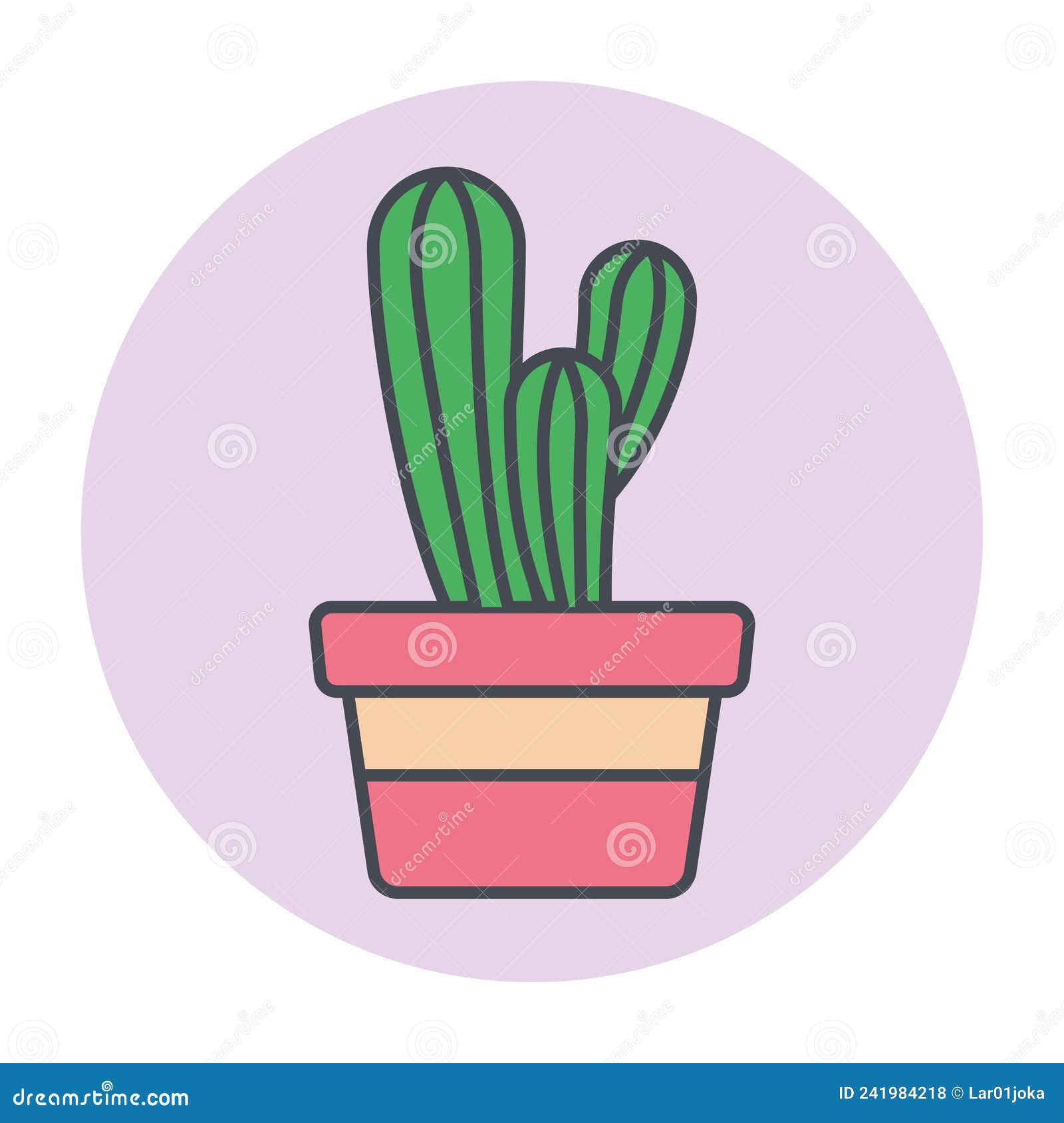 Isolated Green Cactus on a Colored Circle Frame Vector Stock Vector ...