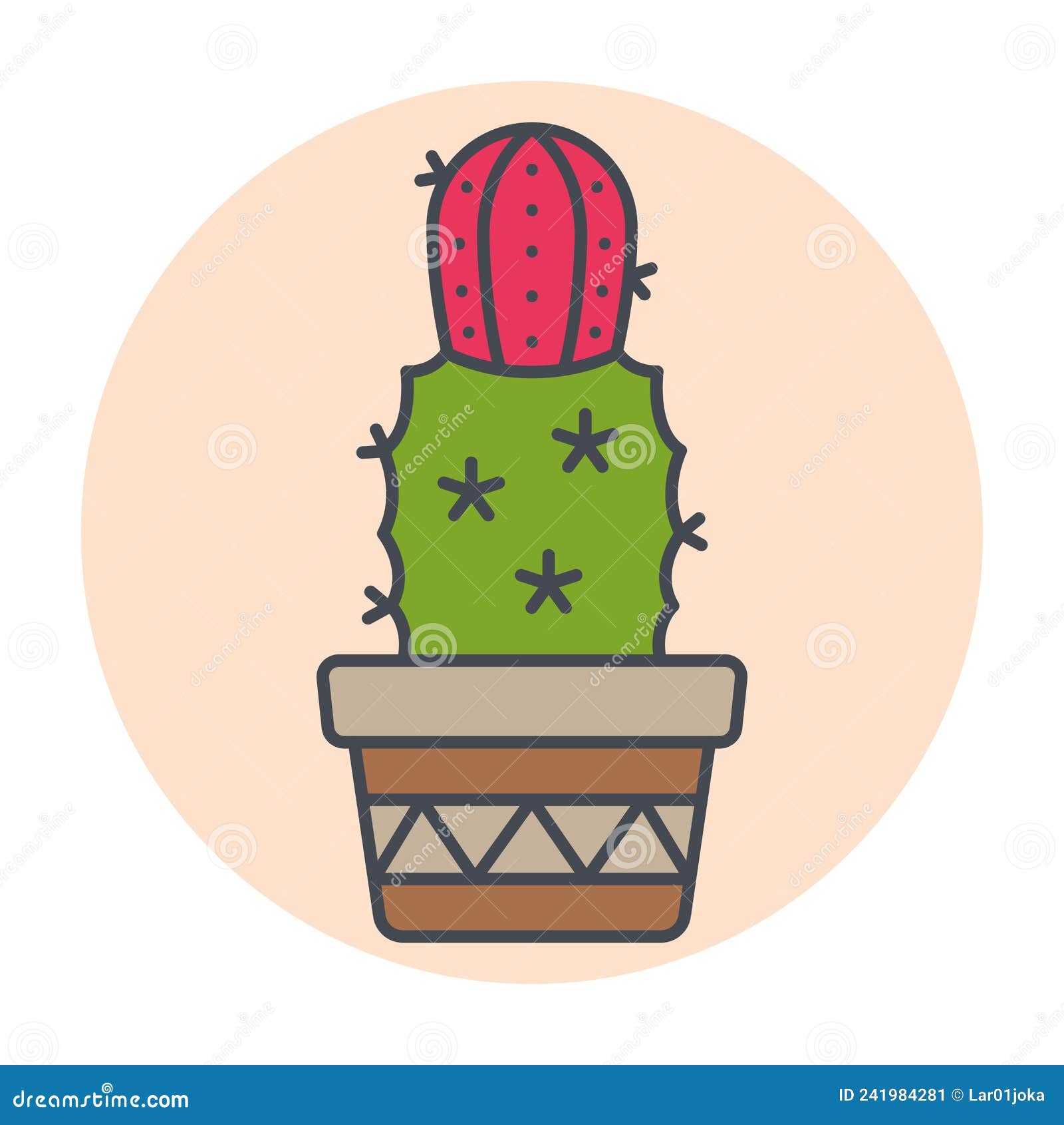 Isolated Green Cactus on a Colored Circle Frame Vector Stock Vector ...
