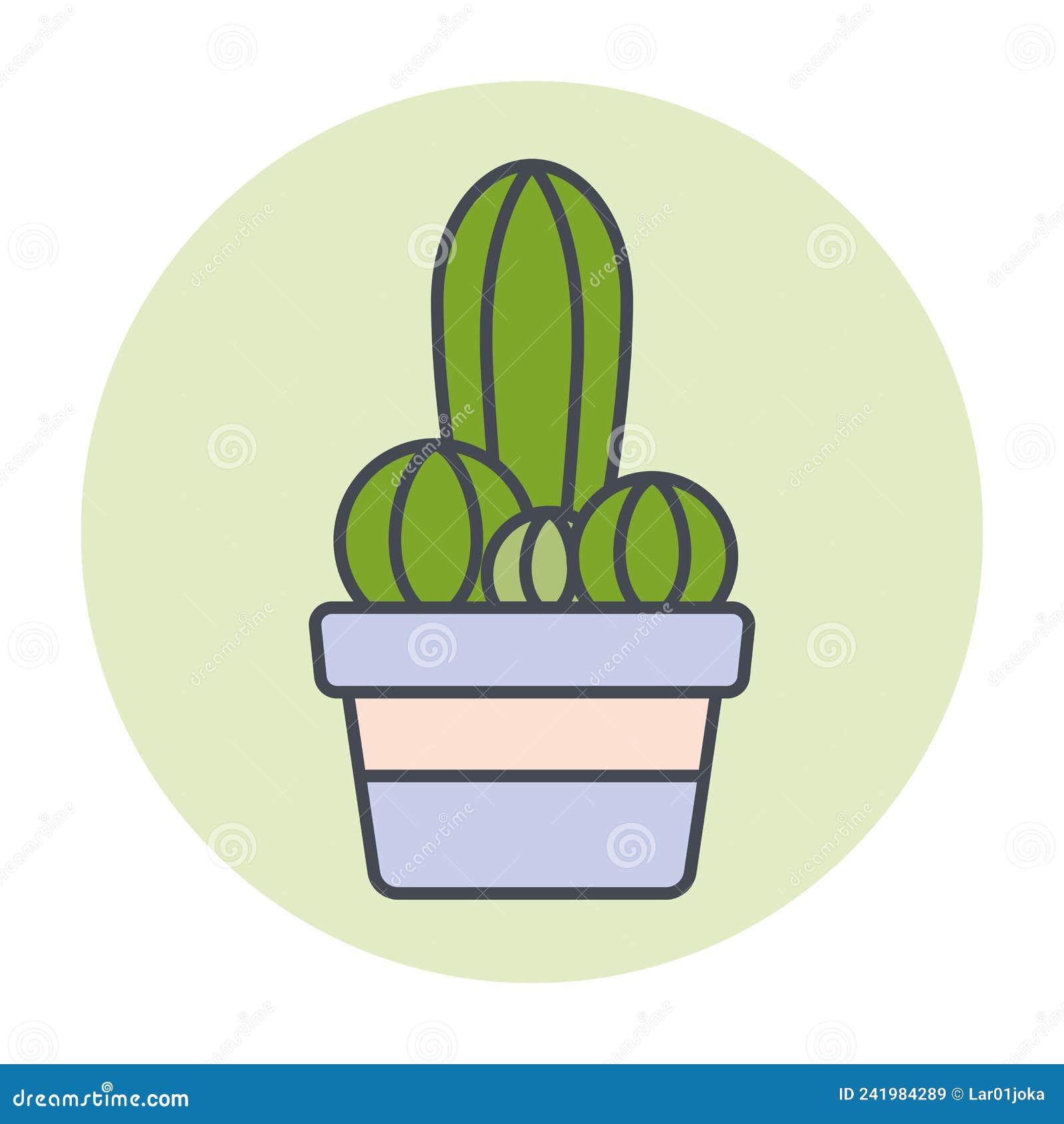 Isolated Green Cactus on a Colored Circle Frame Vector Stock Vector ...