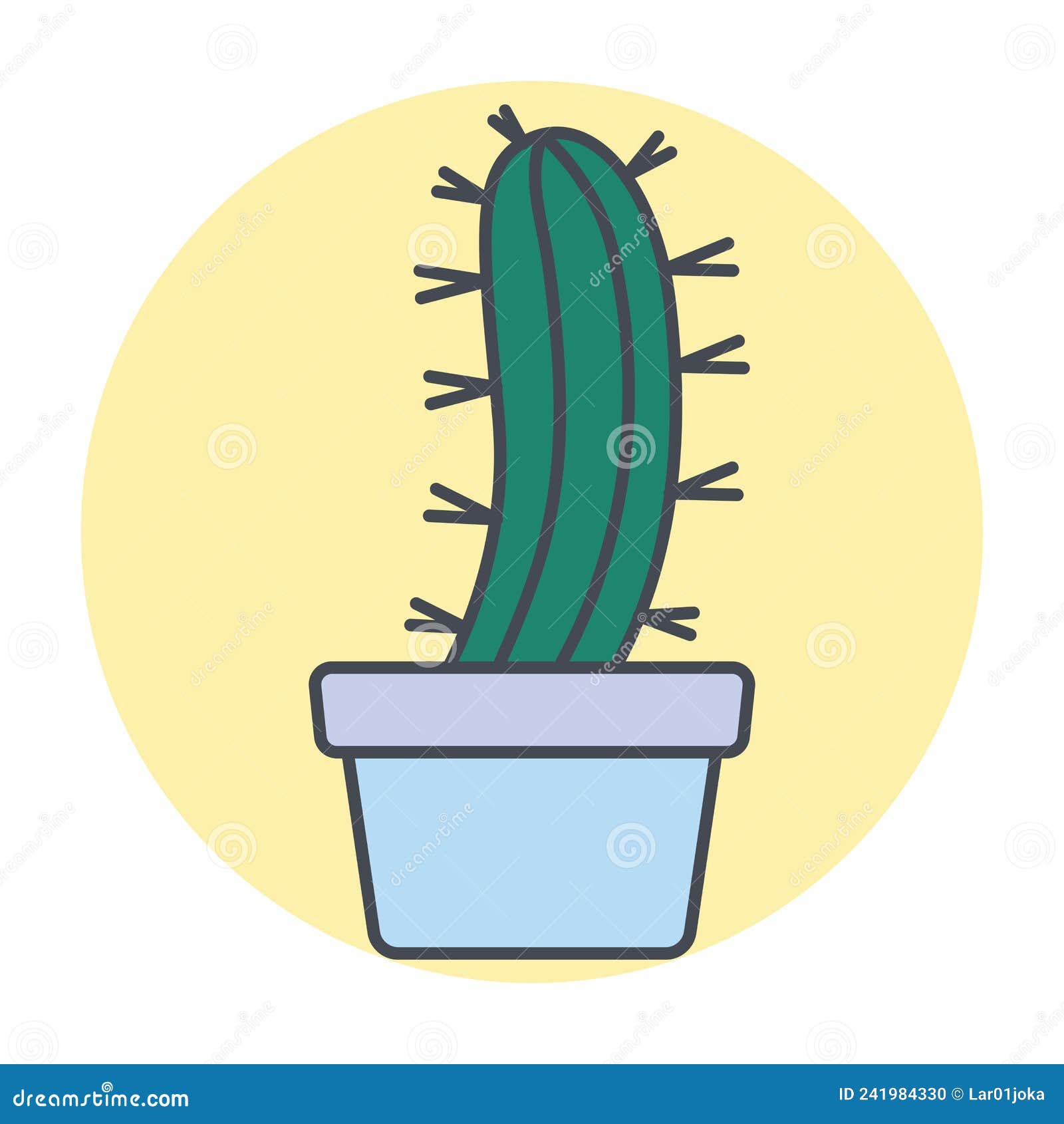 Isolated Green Cactus on a Colored Circle Frame Vector Stock Vector ...