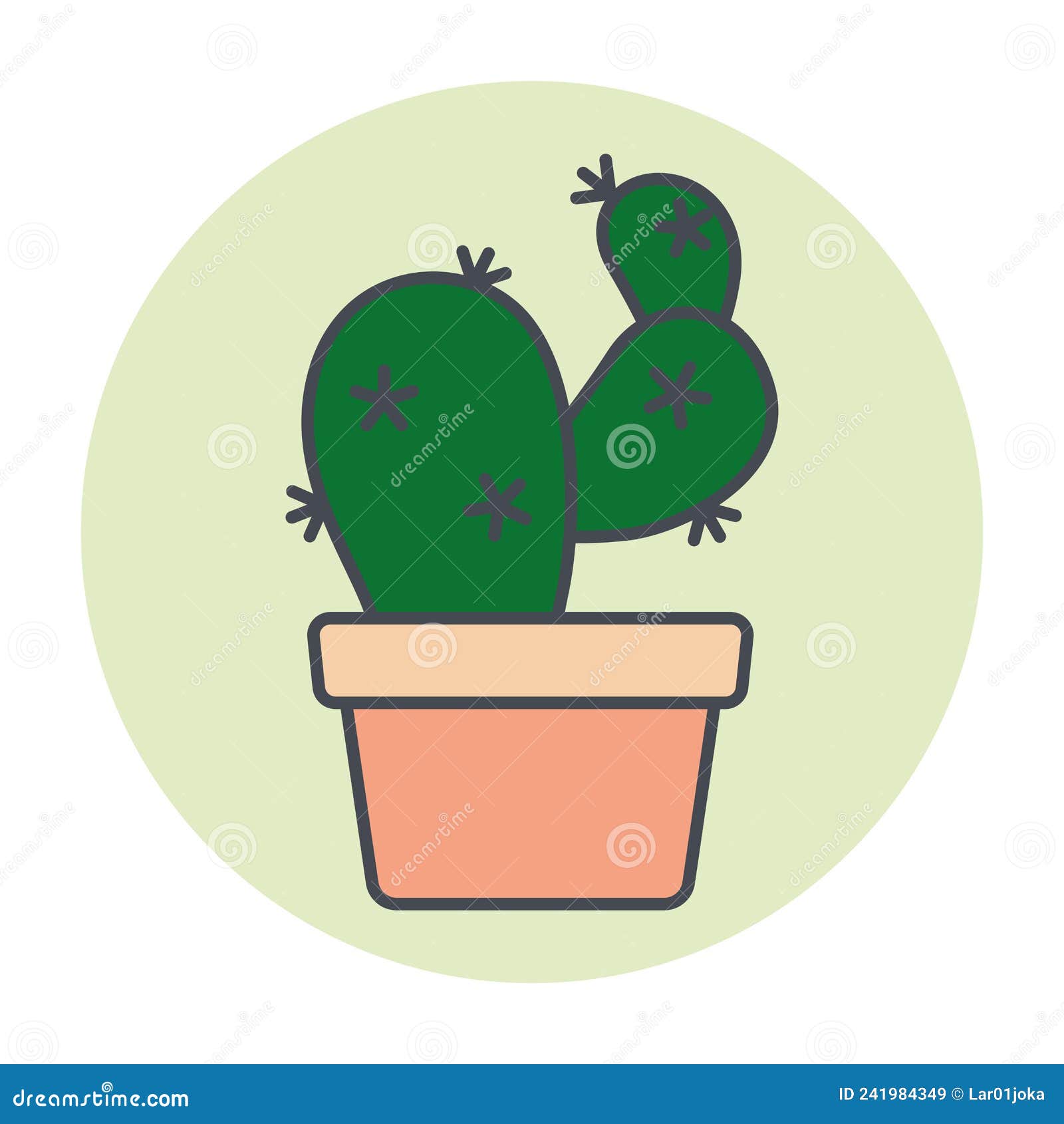 Isolated Green Cactus on a Colored Circle Frame Vector Stock Vector ...