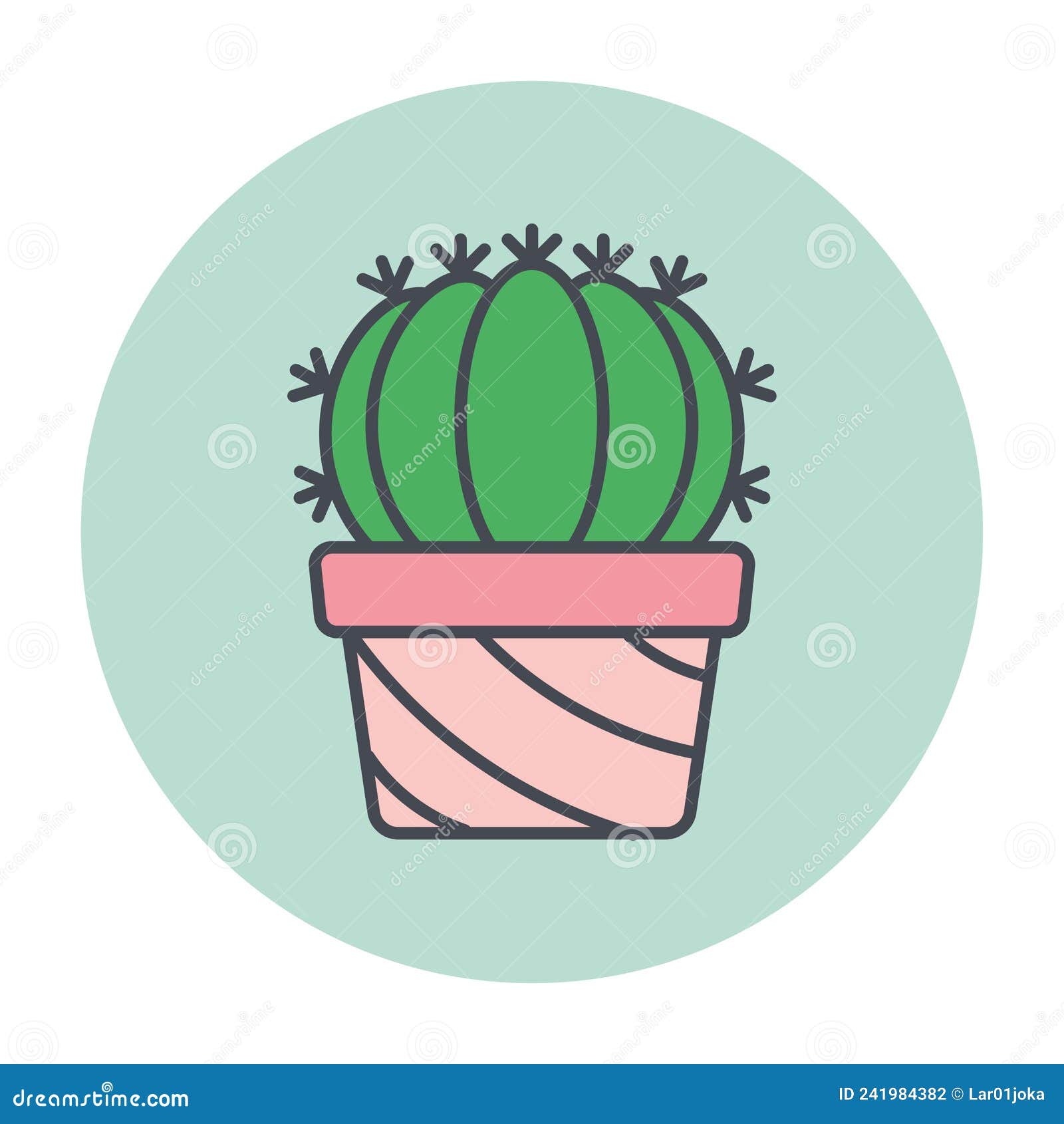 Isolated Green Cactus on a Colored Circle Frame Vector Stock Vector ...