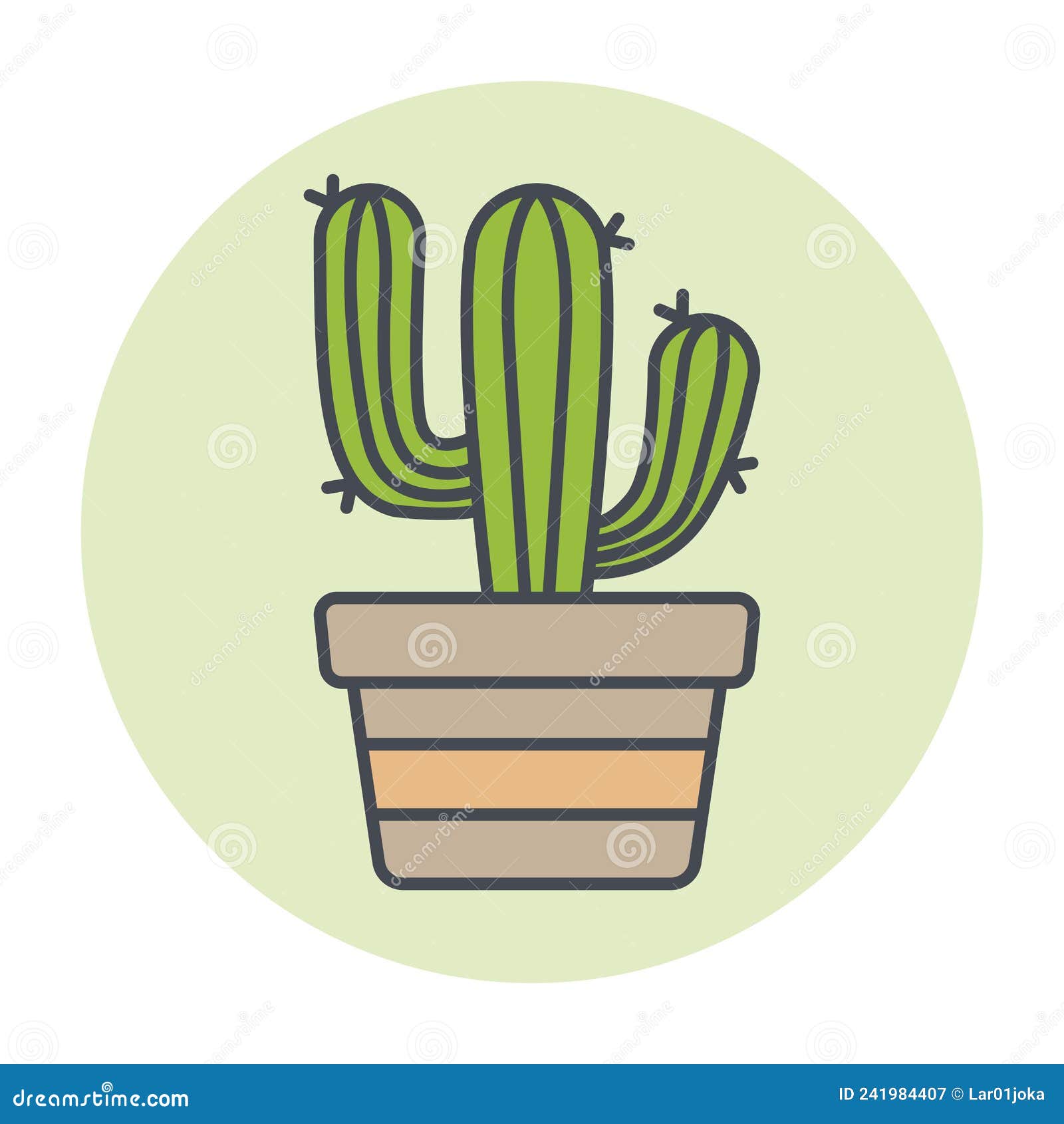 Isolated Green Cactus on a Colored Circle Frame Vector Stock Vector ...