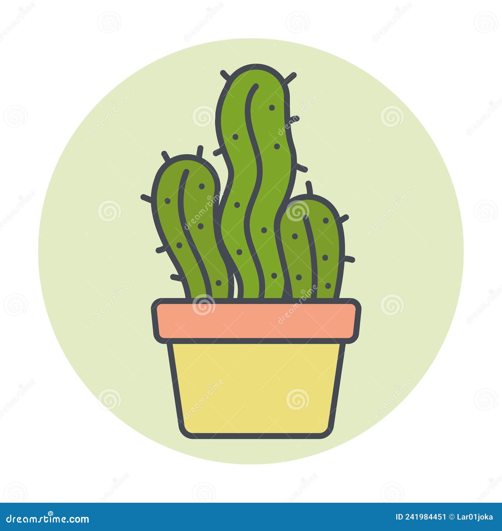 Isolated Green Cactus on a Colored Circle Frame Vector Stock Vector ...