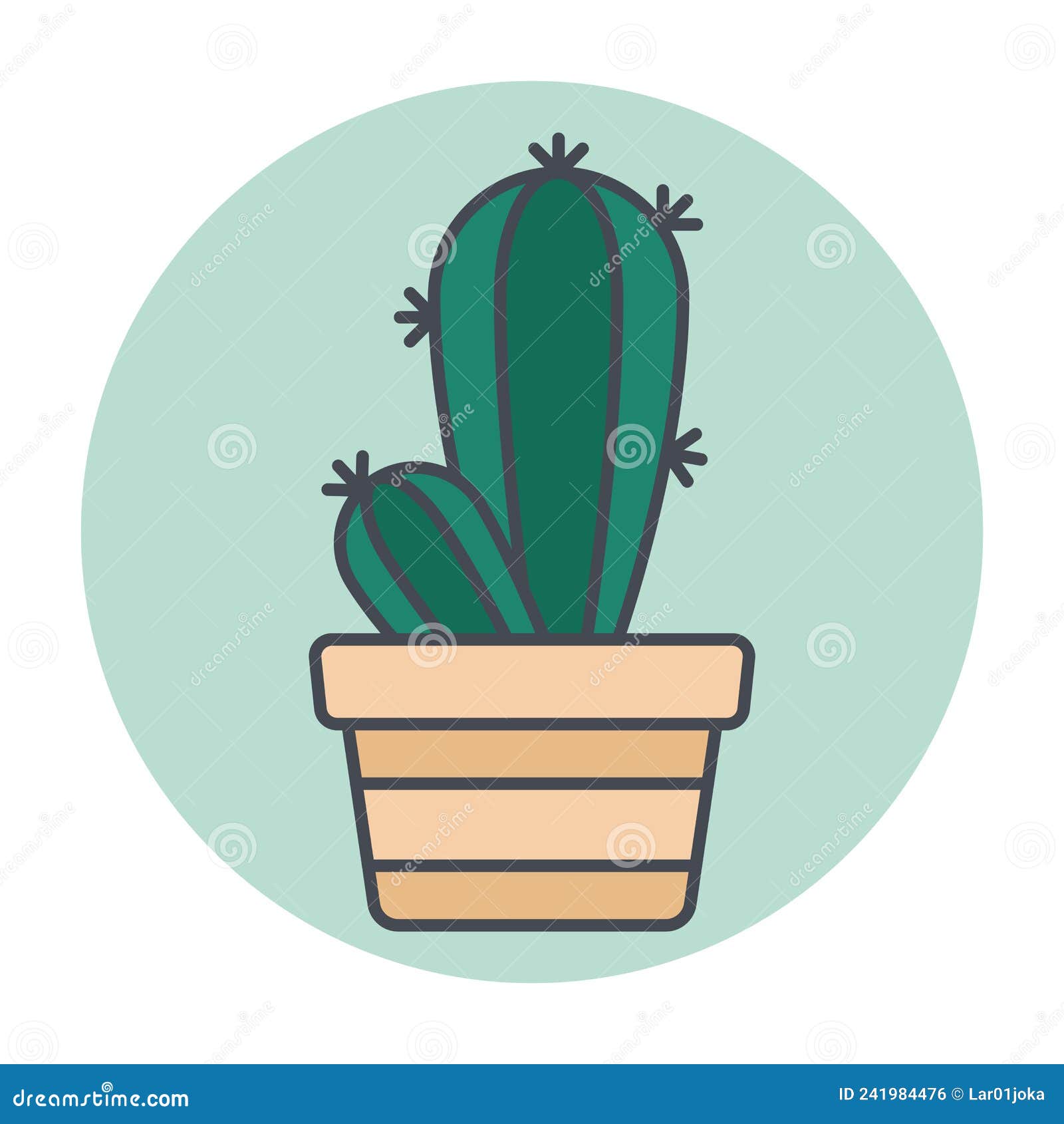 Isolated Green Cactus on a Colored Circle Frame Vector Stock Vector ...