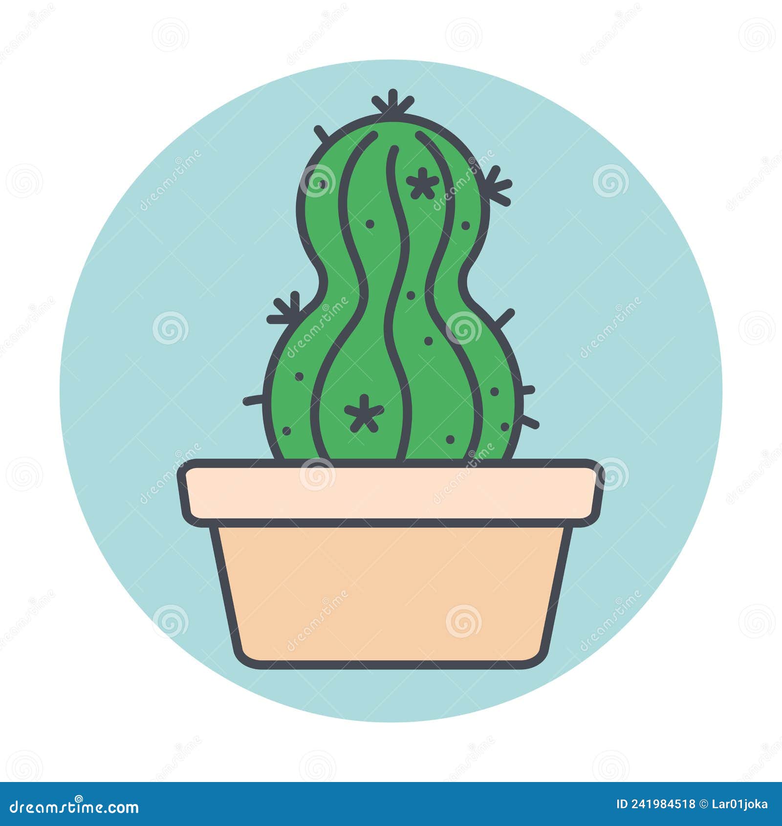 Isolated Green Cactus on a Colored Circle Frame Vector Stock Vector ...