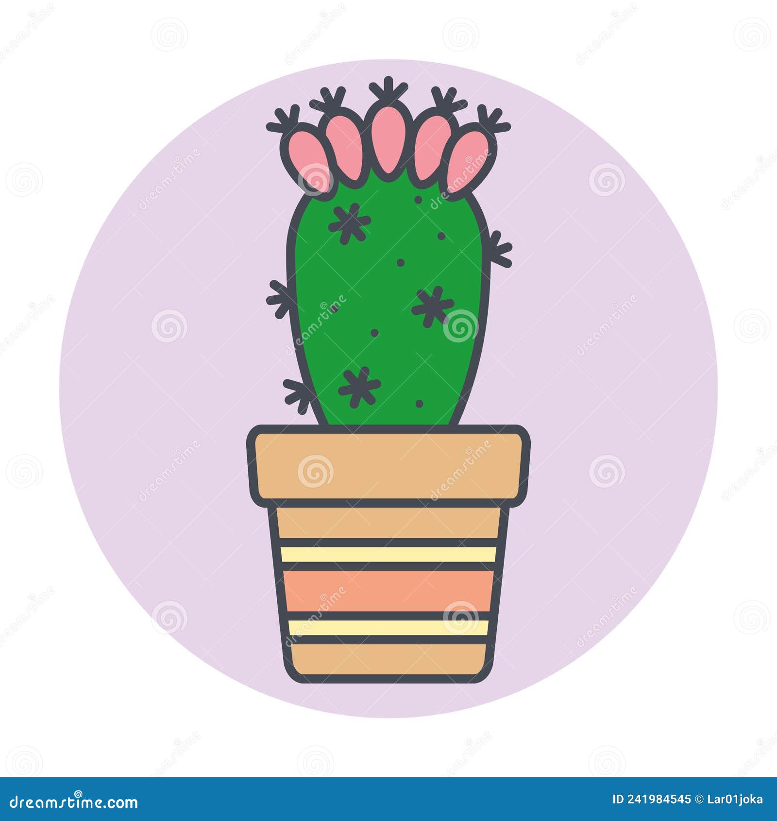 Isolated Green Cactus on a Colored Circle Frame Vector Stock Vector ...