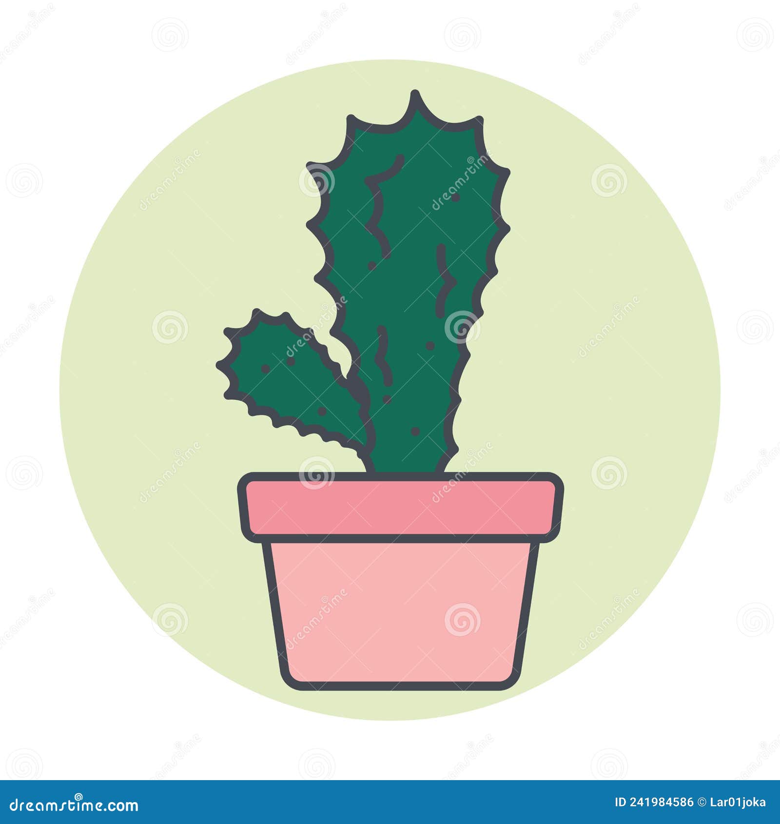 Isolated Green Cactus on a Colored Circle Frame Vector Stock Vector ...