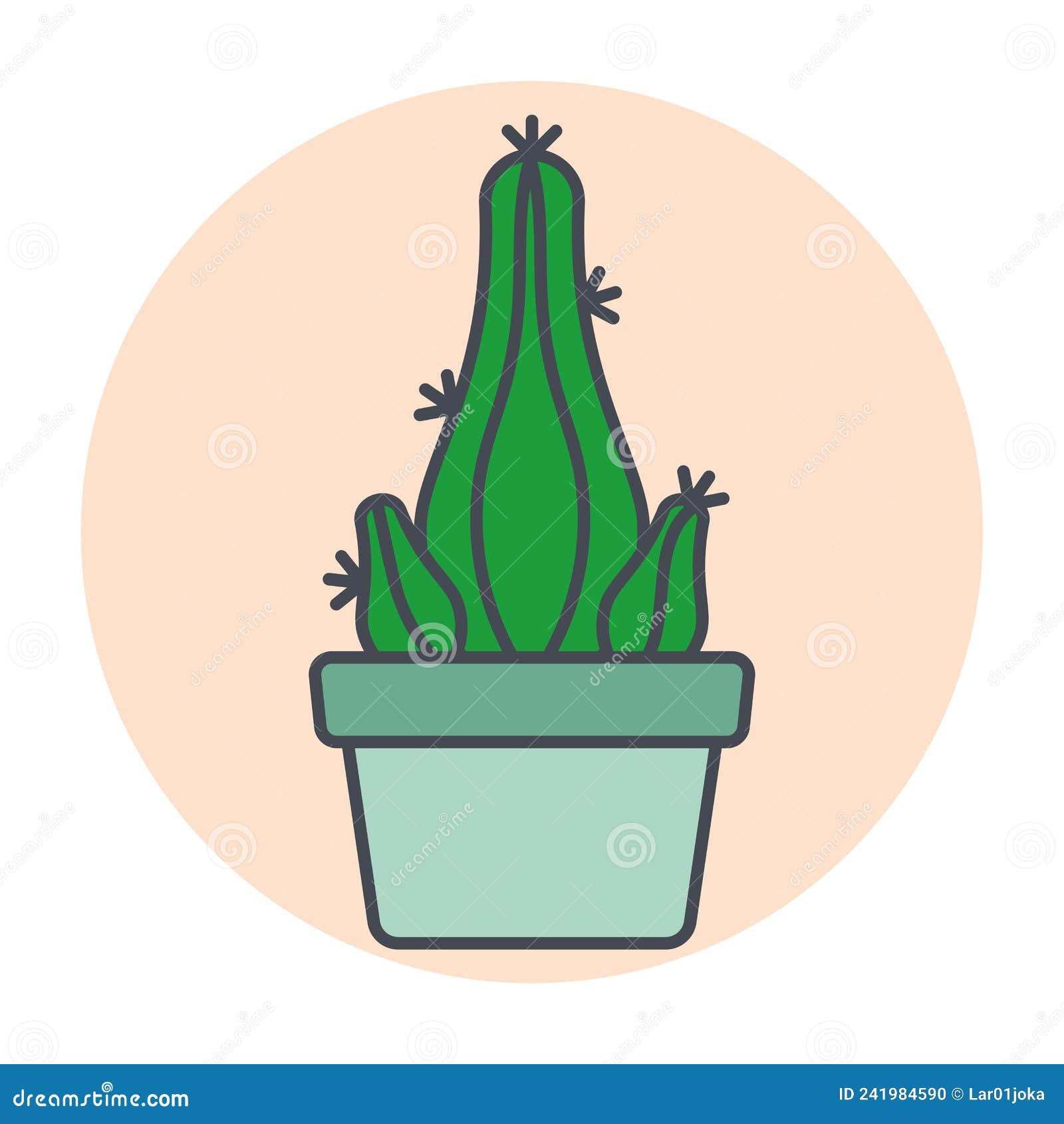 Isolated Green Cactus on a Colored Circle Frame Vector Stock Vector ...