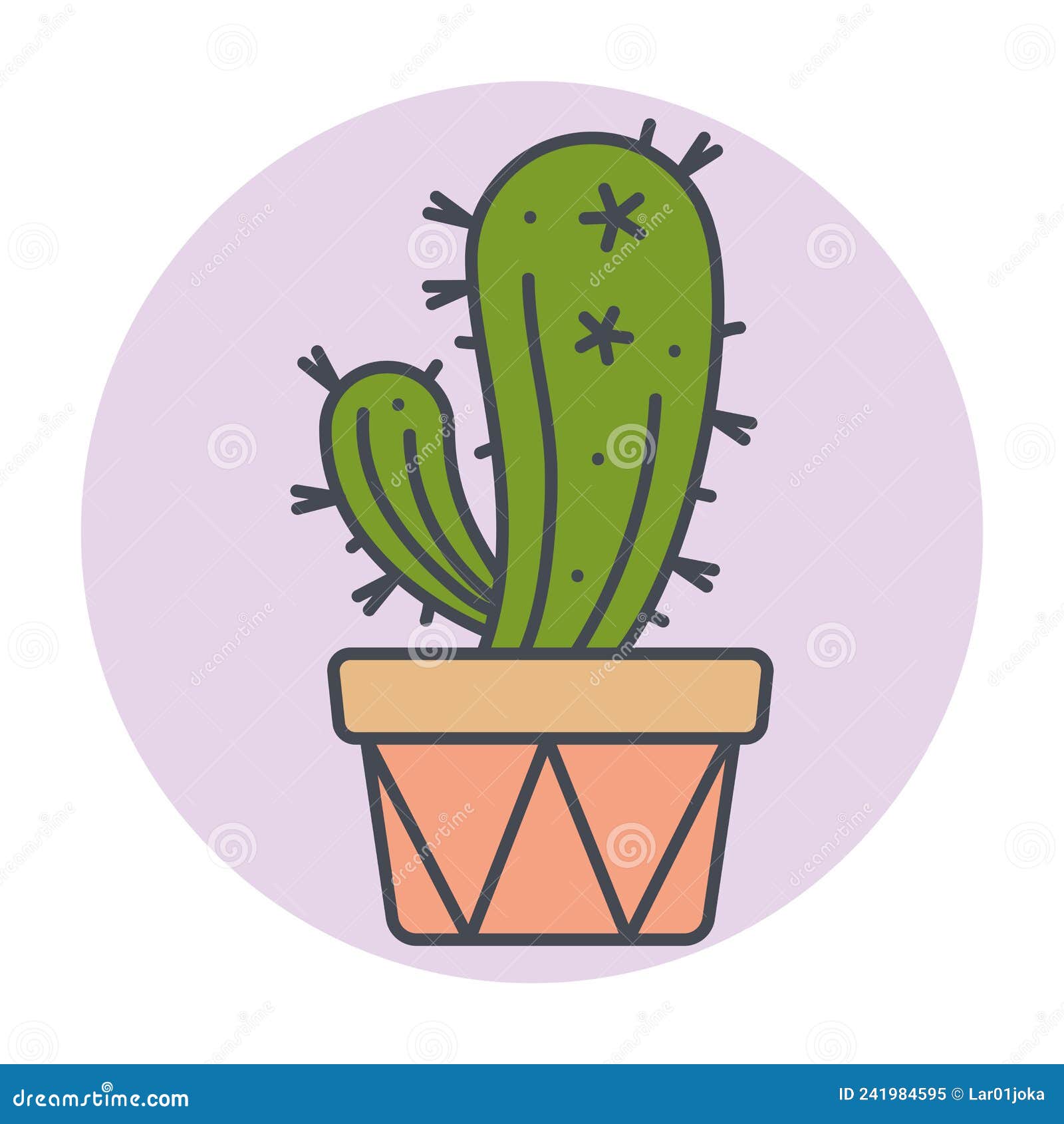 Isolated Green Cactus on a Colored Circle Frame Vector Stock Vector ...