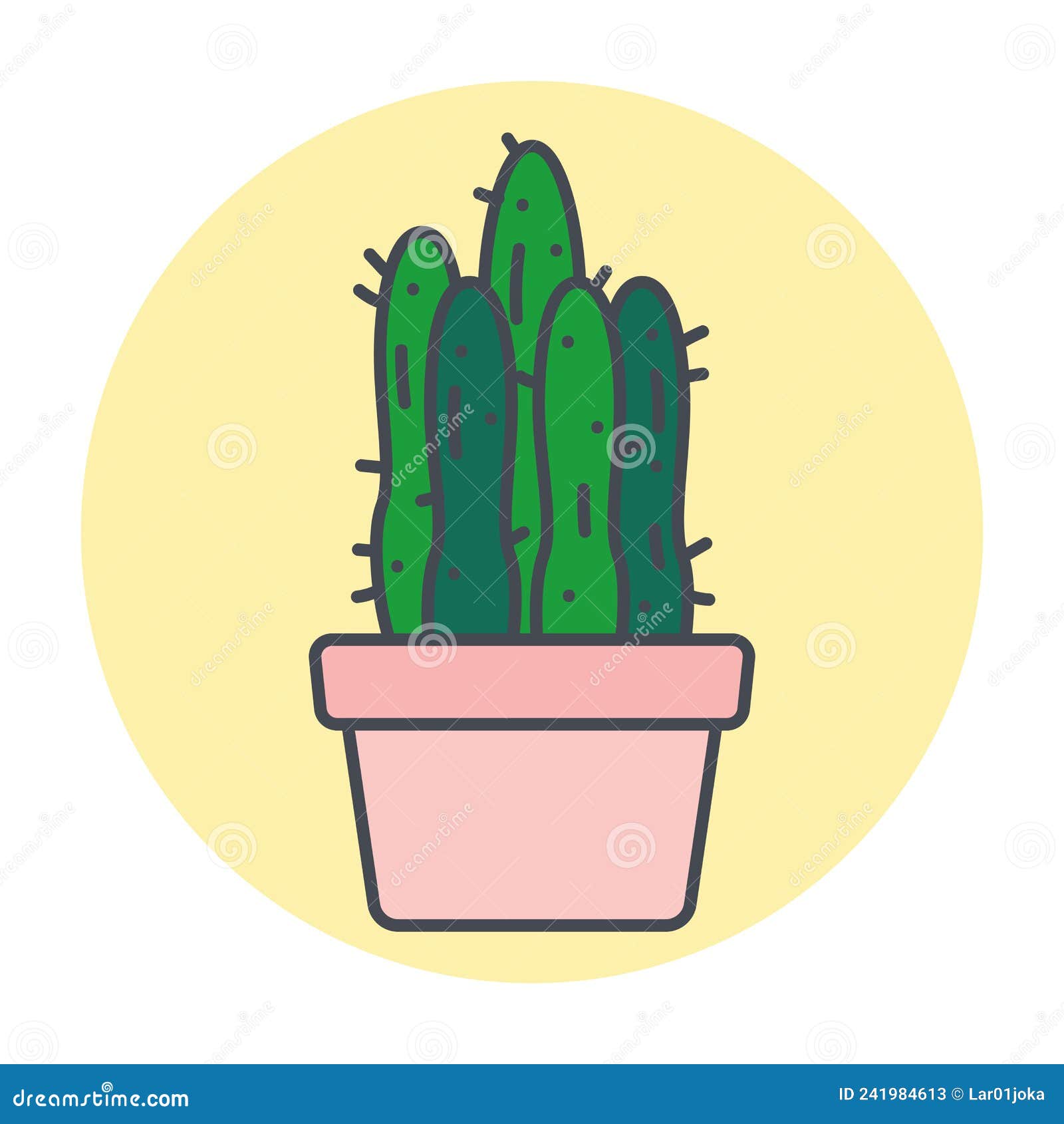 Isolated Green Cactus on a Colored Circle Frame Vector Stock Vector ...