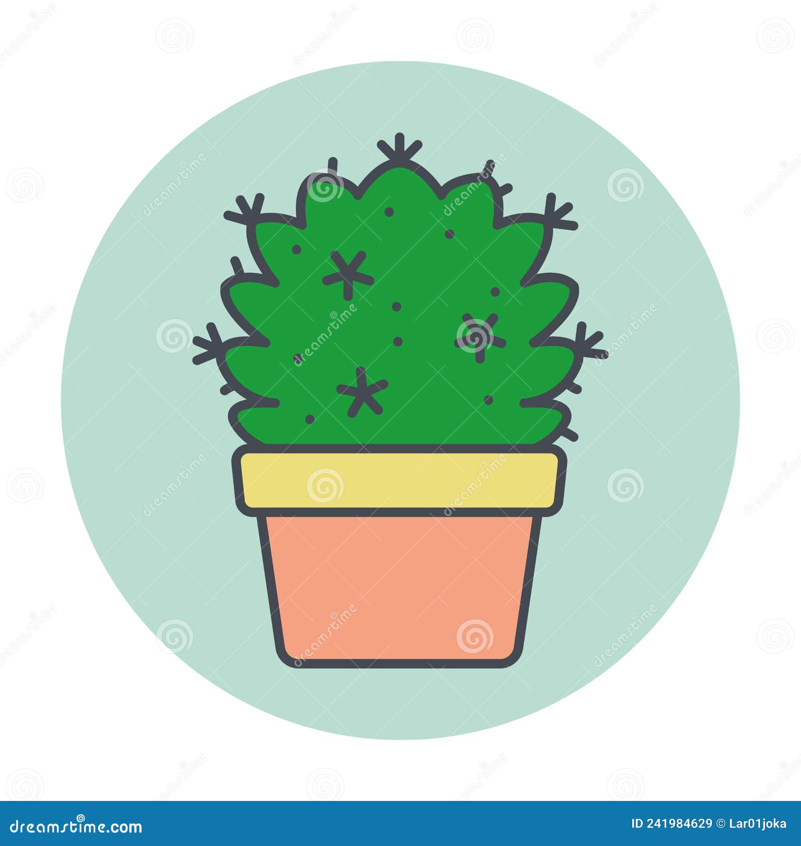 Isolated Green Cactus on a Colored Circle Frame Vector Stock Vector ...