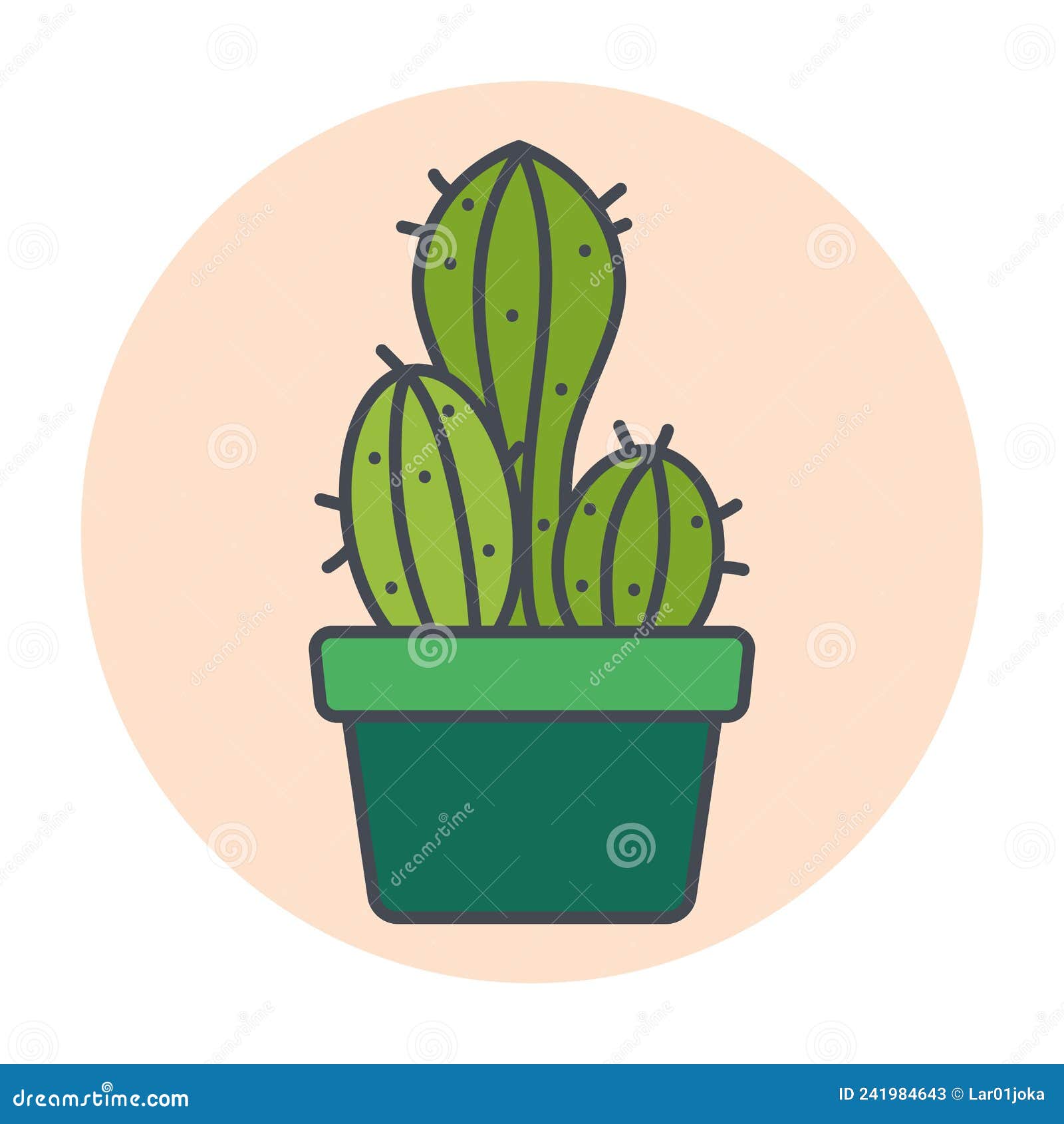 Isolated Green Cactus on a Colored Circle Frame Vector Stock Vector ...