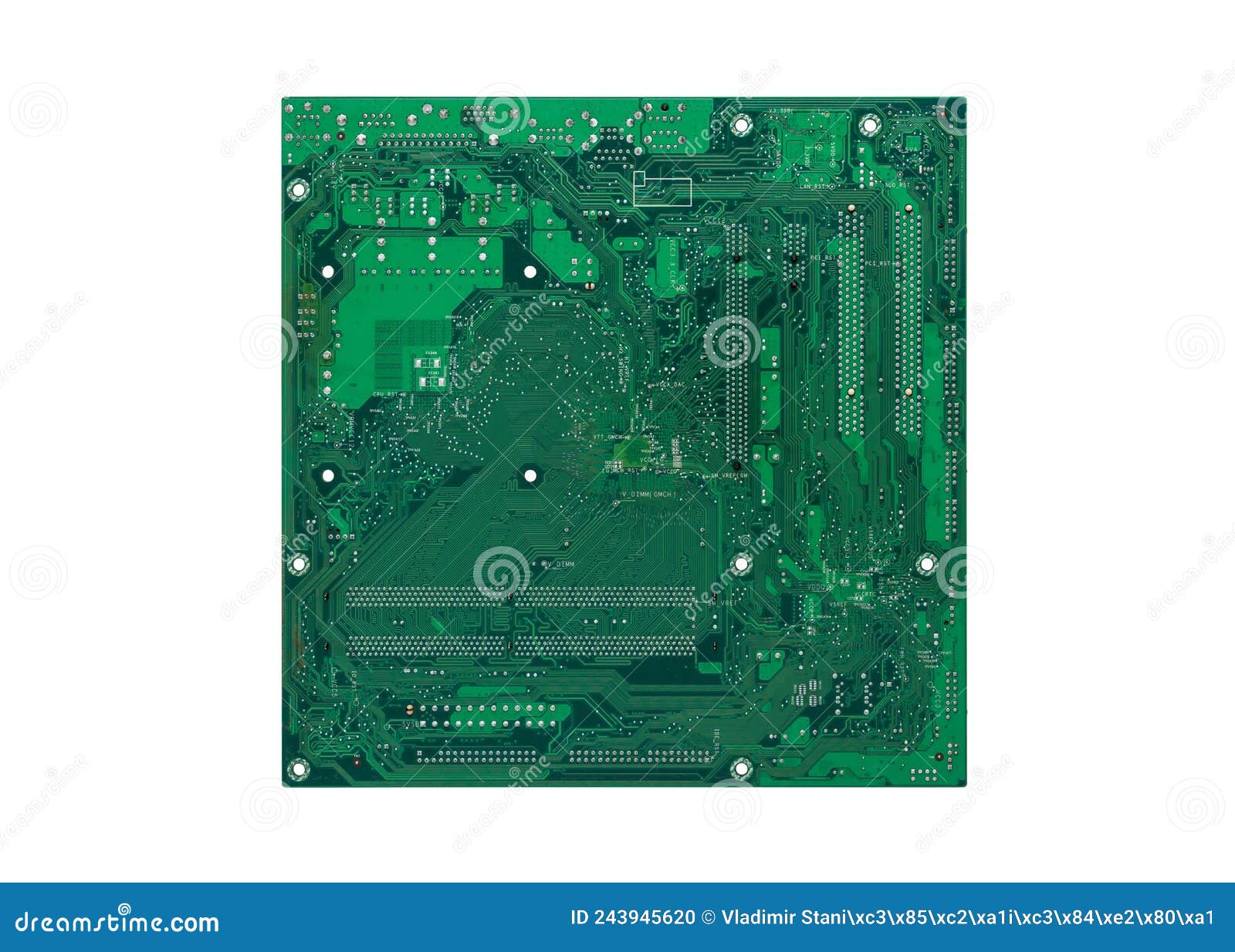 Isolated Green Circuit Board Back Side Stock Photo - Image of microchip ...
