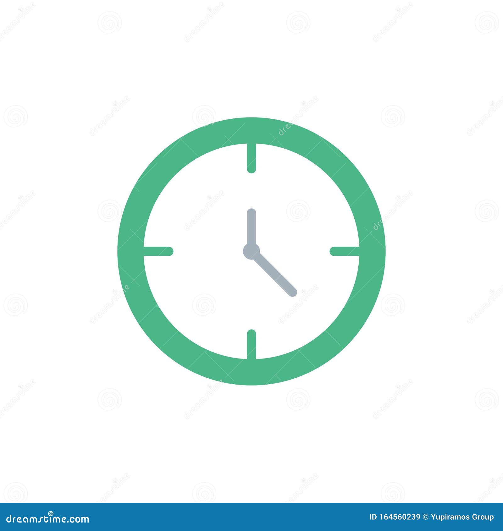 Isolated Green Clock Icon Flat Design Stock Vector - Illustration of ...