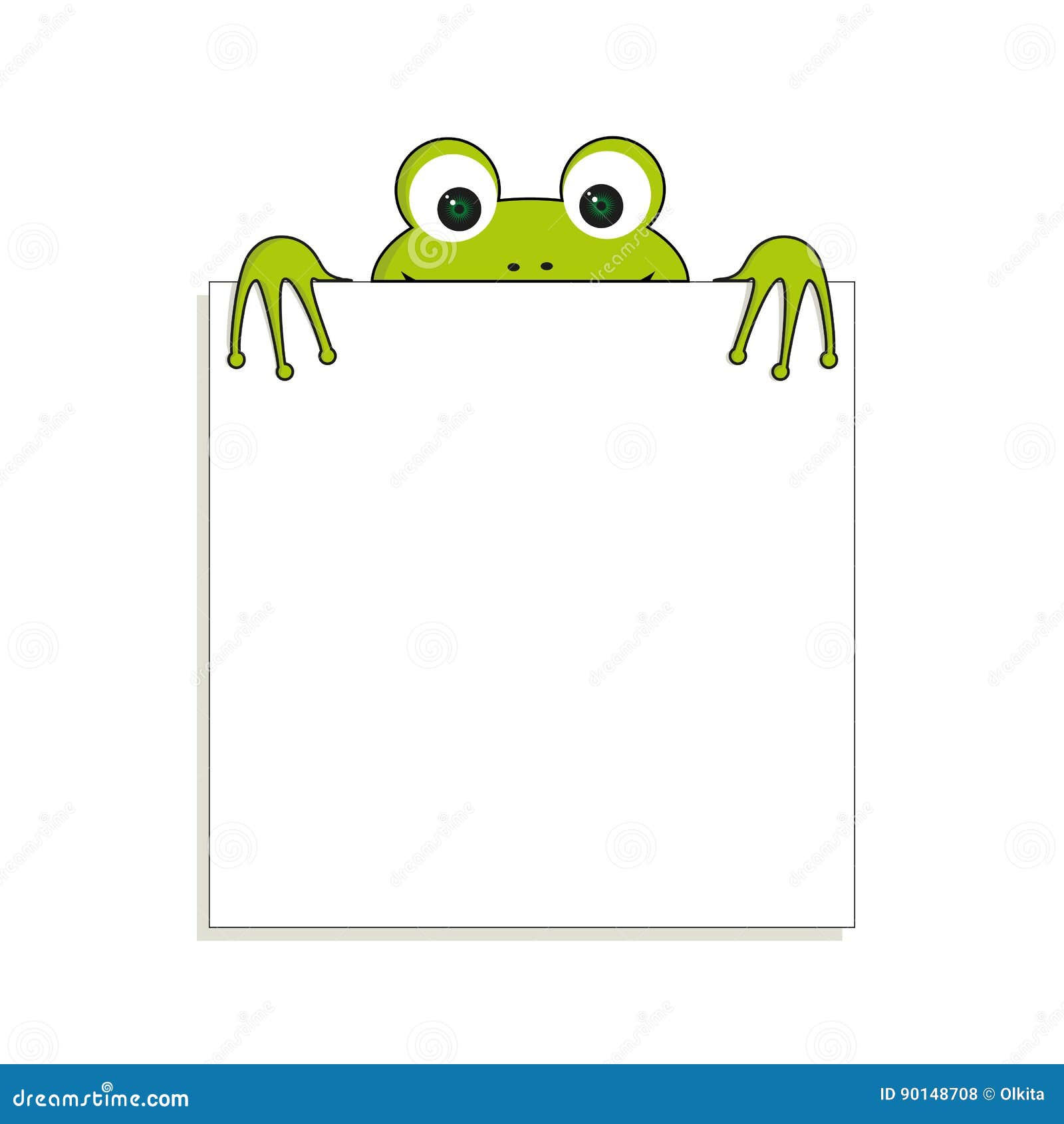 Isolated Green Frog with White Paper. Has Place for Any Text. Can Use ...
