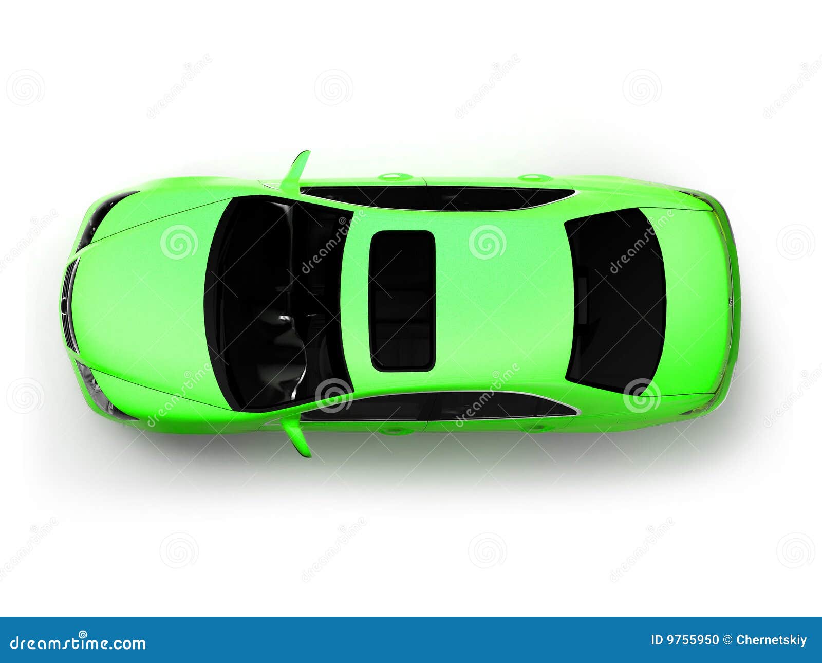 Isolated Green Modern Car Top View Stock Illustration - Illustration of ...