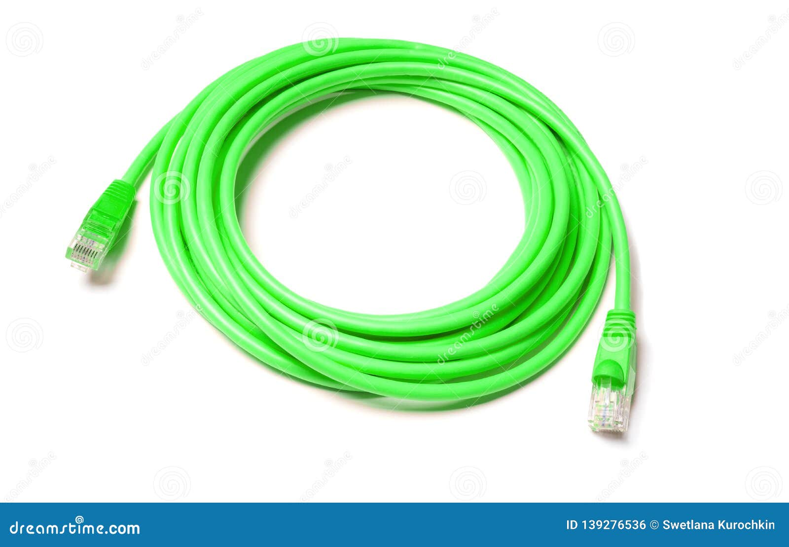 Isolated Green Patch Cord Internet Cable on White Background Stock ...