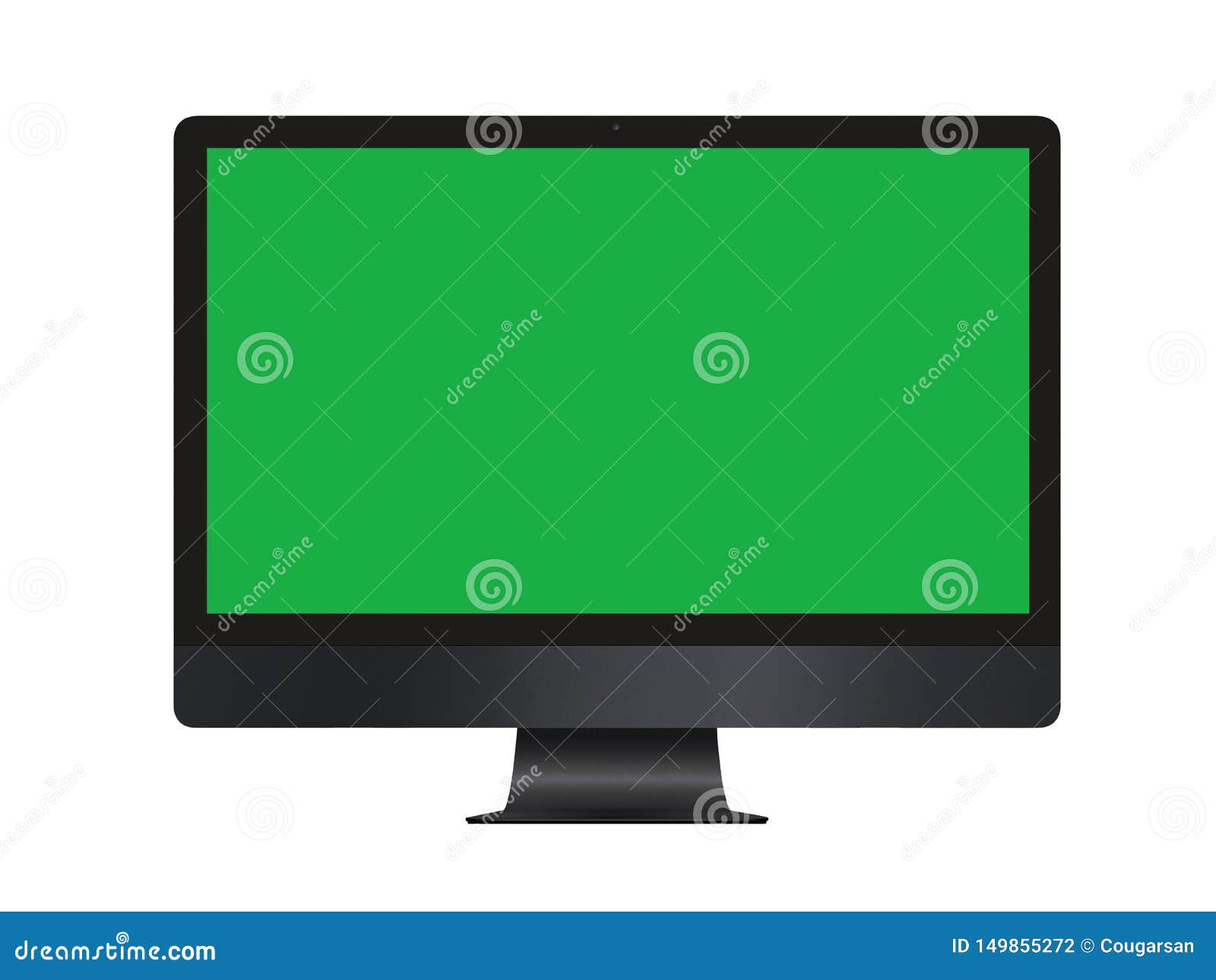 Isolated Green Screen Black Professional Computer on White Background ...