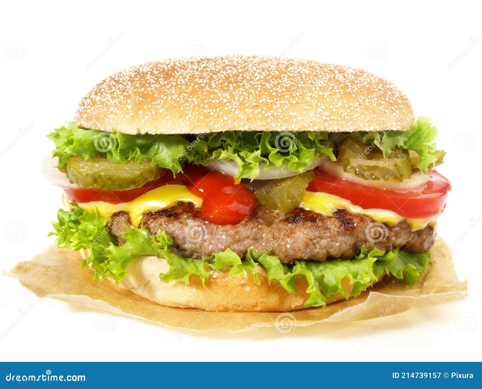 Isolated Grilled Cheeseburger on White Background Stock Image - Image ...