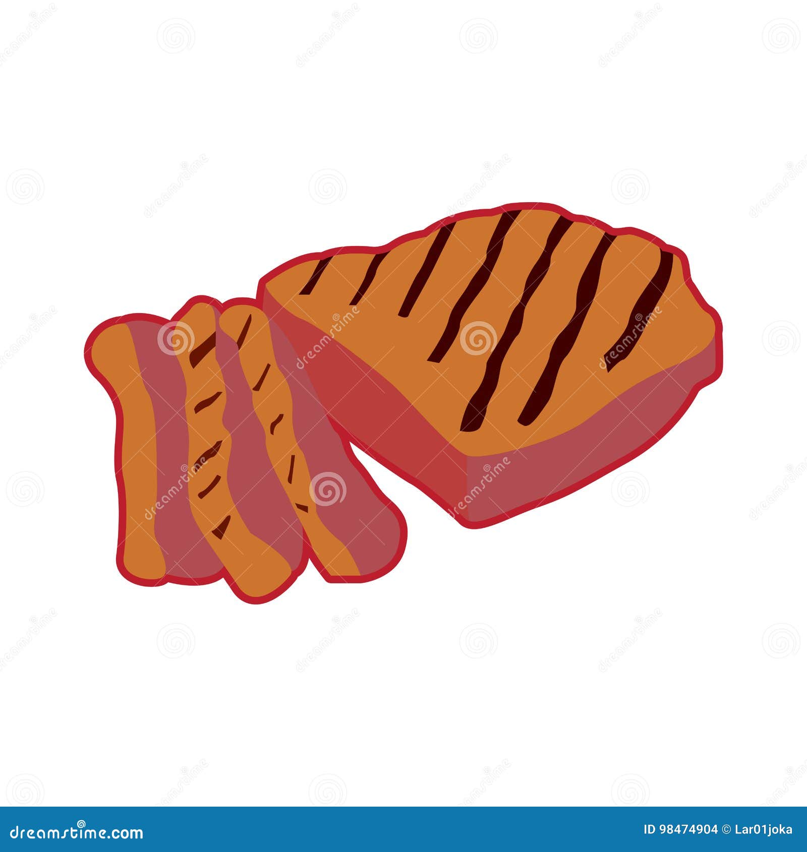 Isolated grilled meat stock vector. Illustration of cooking - 98474904