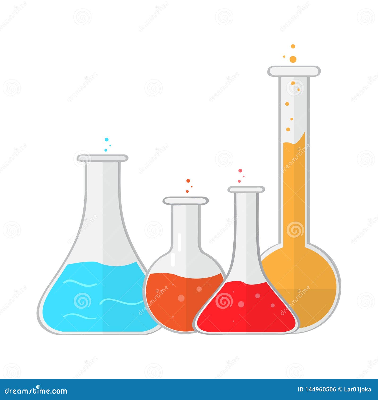 Isolated Group of Laboratory Flasks Stock Vector - Illustration of ...