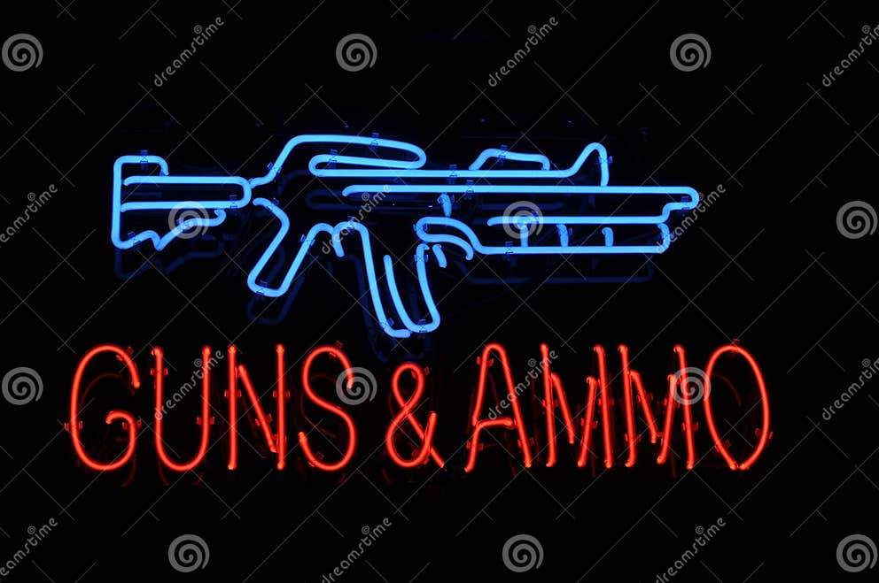 Isolated Gun and Ammo Neon Sign Stock Image - Image of bullet, store ...