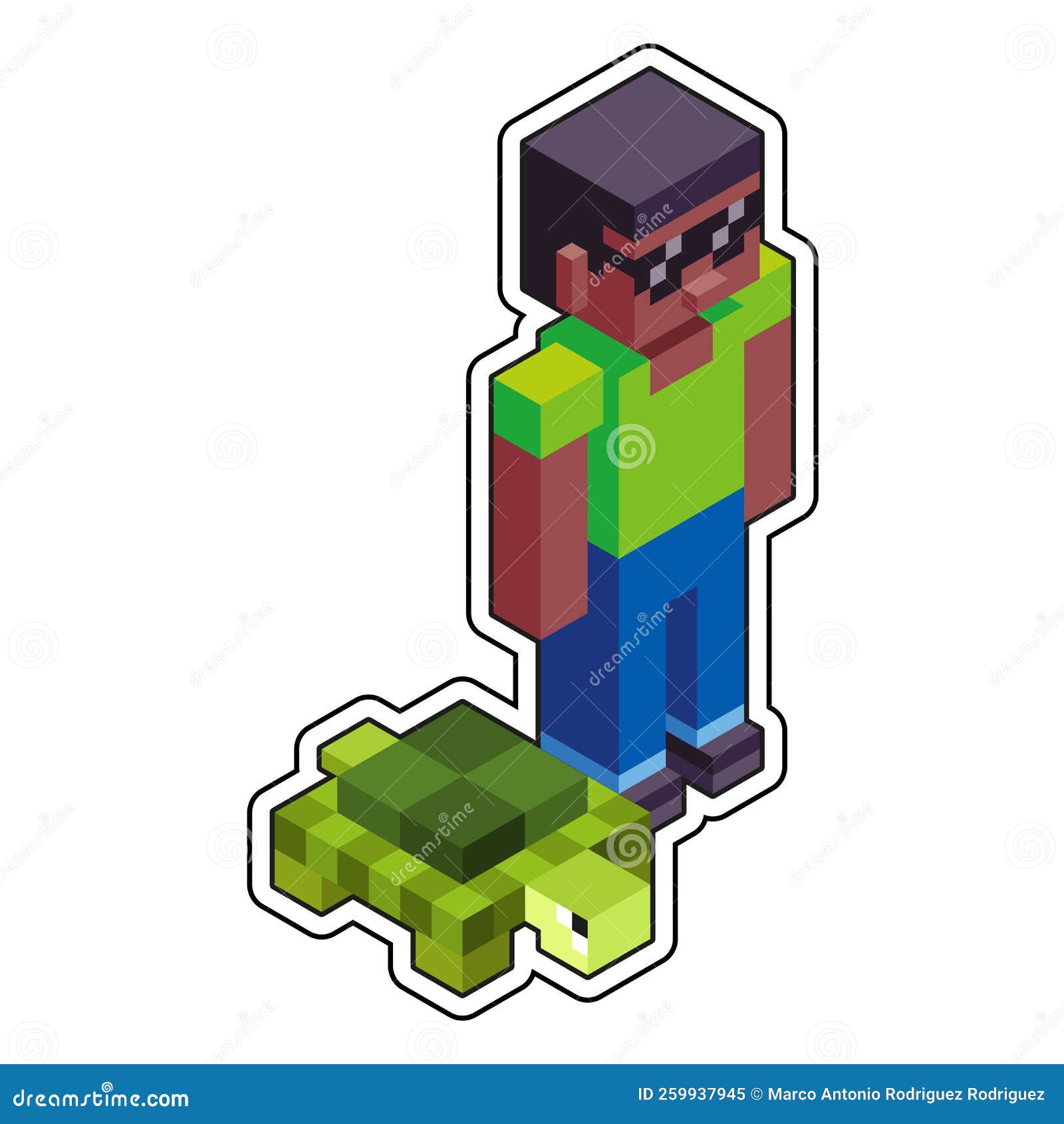Isolated Guy Turtle Minecraft Vector Illustration Stock Vector ...
