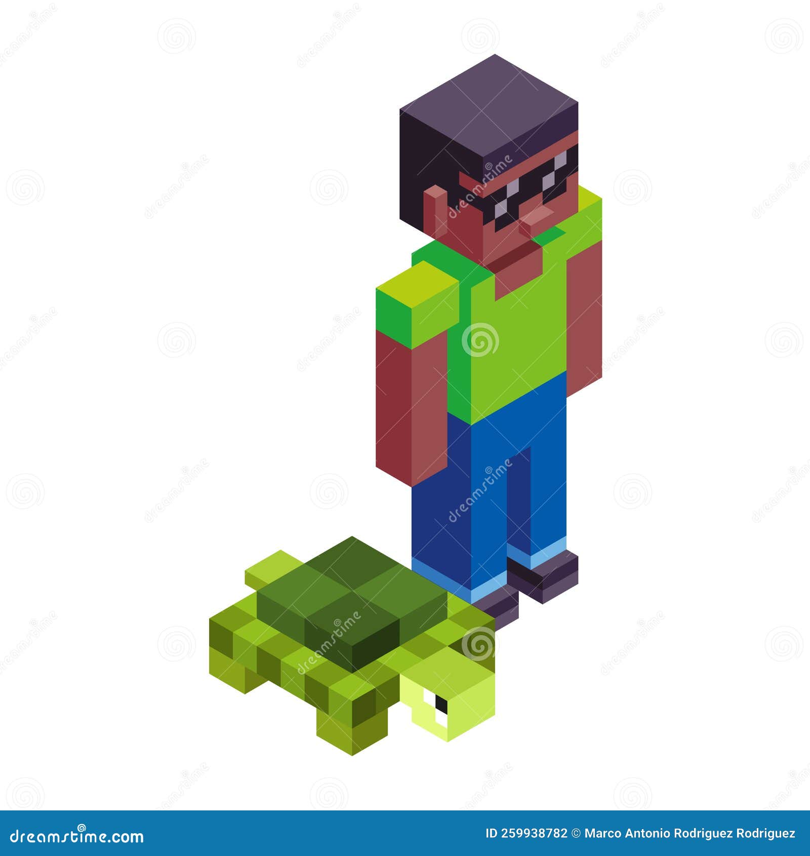 Isolated Guy Turtle Minecraft Vector Illustration Stock Vector ...