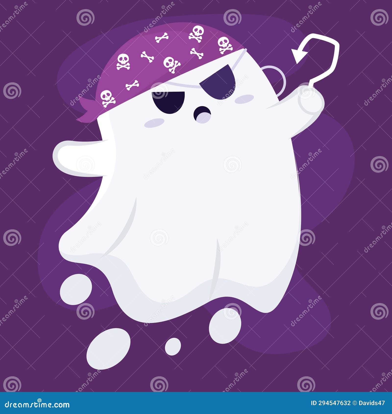 Isolated Halloween Ghost with a Pirate Costume Vector Stock Vector ...