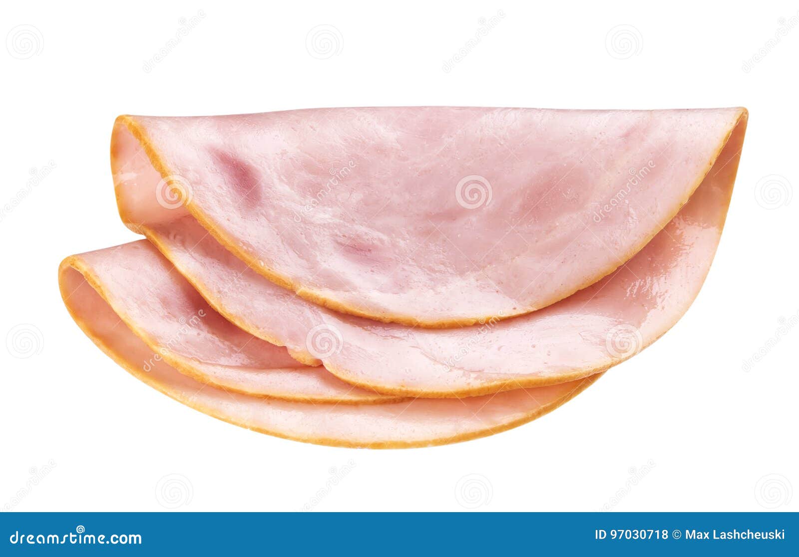 Isolated Ham. Two Slices of Smoked Ham Isolated on White Background ...