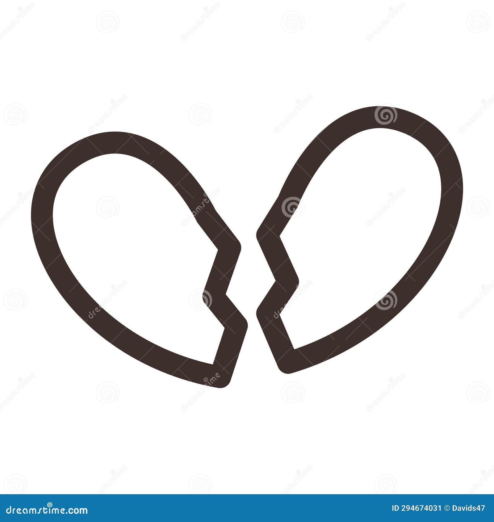 Isolated Hand Drawn Broken Heart Shape Icon Vector Stock Vector ...