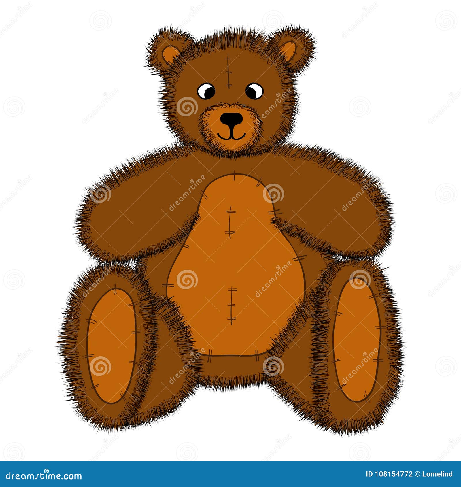 Vector Hand-drawn Cartoon Cute Teddy Bear Stock Illustration ...