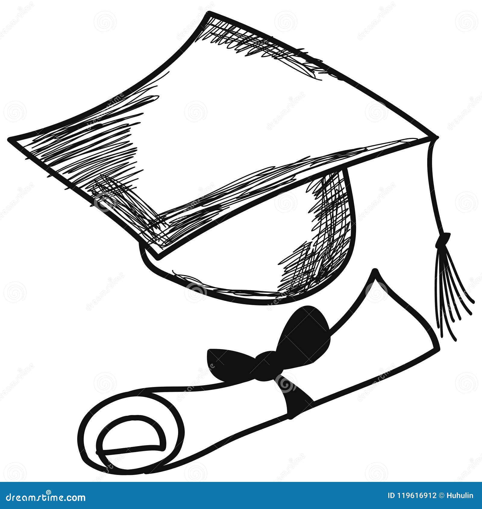 Doodle Graduation Ceremony Concept. Hands Throwing Graduation Caps In ...