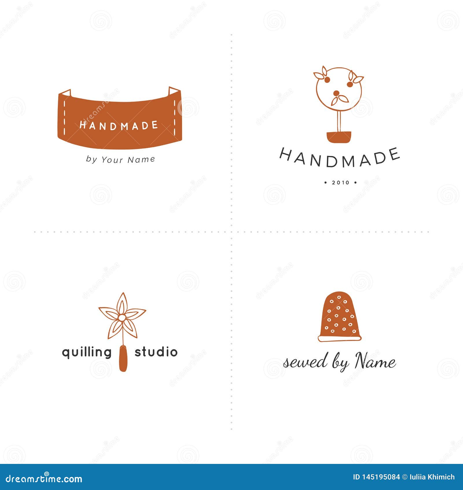 Isolated Hand Drawn Elements. Vector Set of Logo Handmade Templates ...