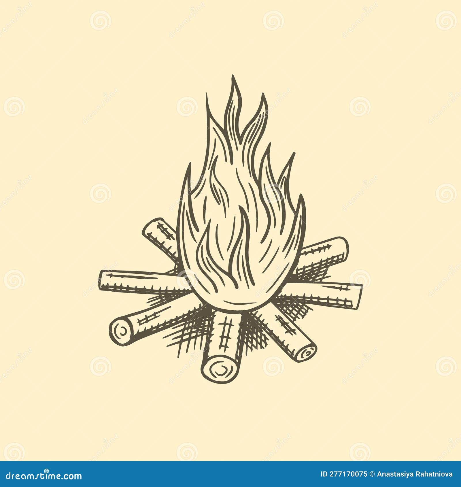 Isolated Hand Drawn Sketch Vector Illustration of a Campfire Stock ...
