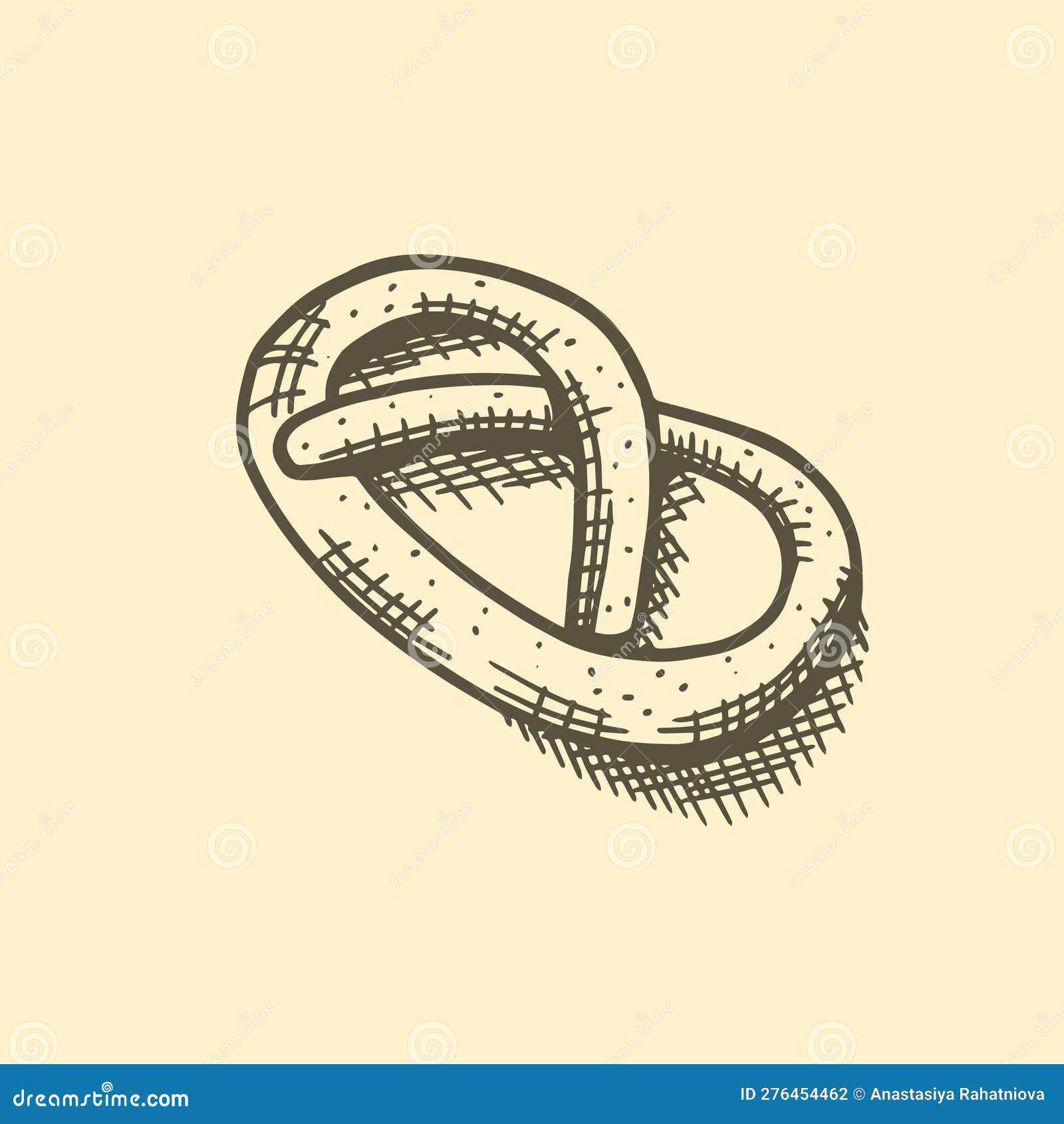 Isolated Hand Drawn Sketch Vector Illustration of a Pretzel Stock ...