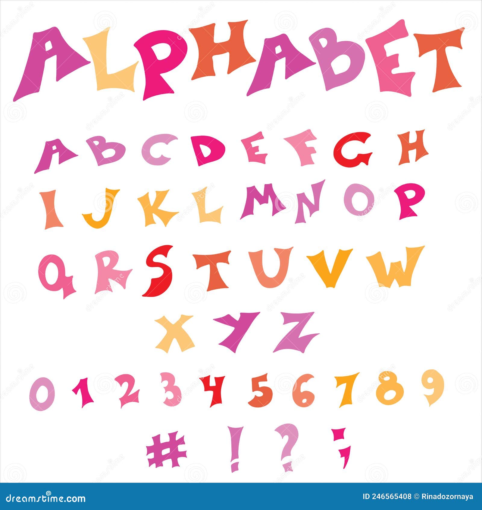 Isolated Hand Drawn Vector Colorful English Alphabet Stock Vector ...
