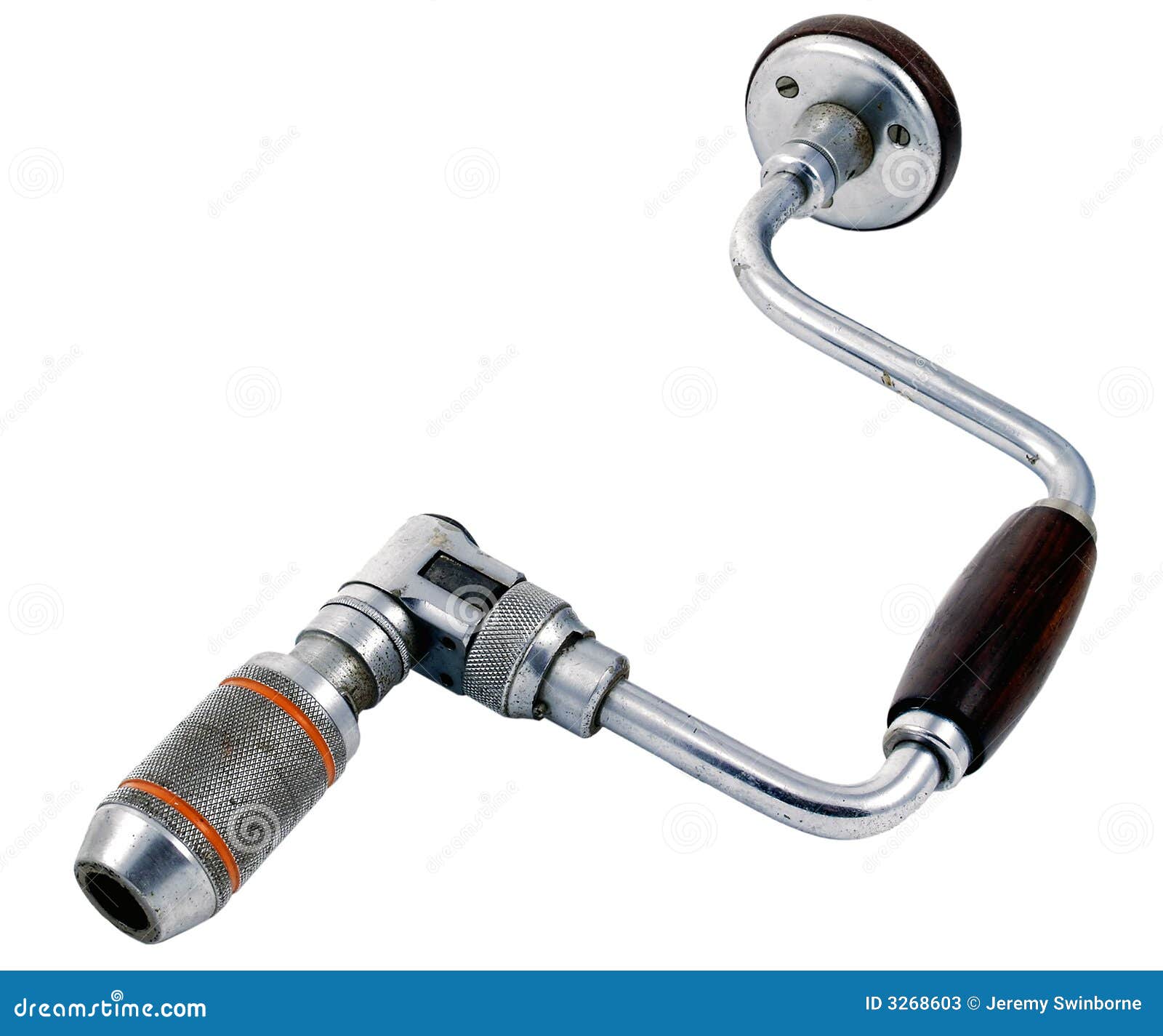 Isolated Hand Drill stock image. Image of worn, chrome - 3268603