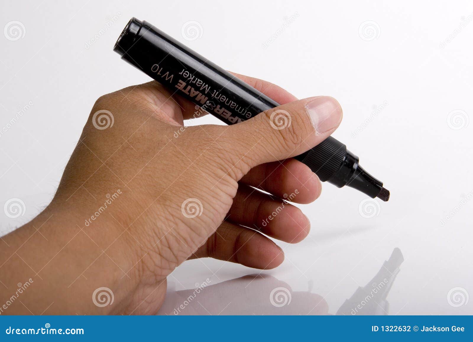 Isolated hand and marker stock photo. Image of white, drawing - 1322632