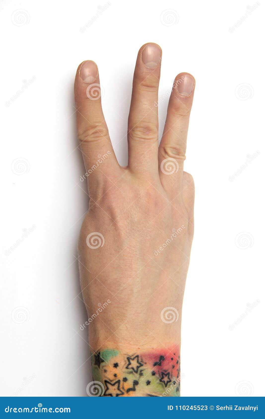 Isolated Hand Shows the Number Three.Hand Pointing Up 3 Fingers Stock ...