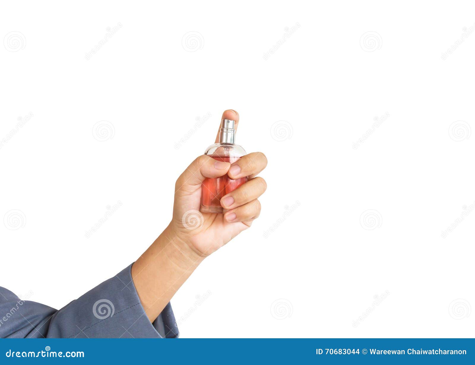 Isolated Hand Spraying or Present Bottle of Perfume Stock Photo - Image ...