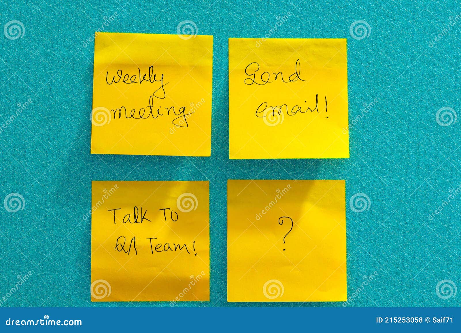 Handwritten Reminder Notes on Yellow-colored Sheets of Paper Stock ...