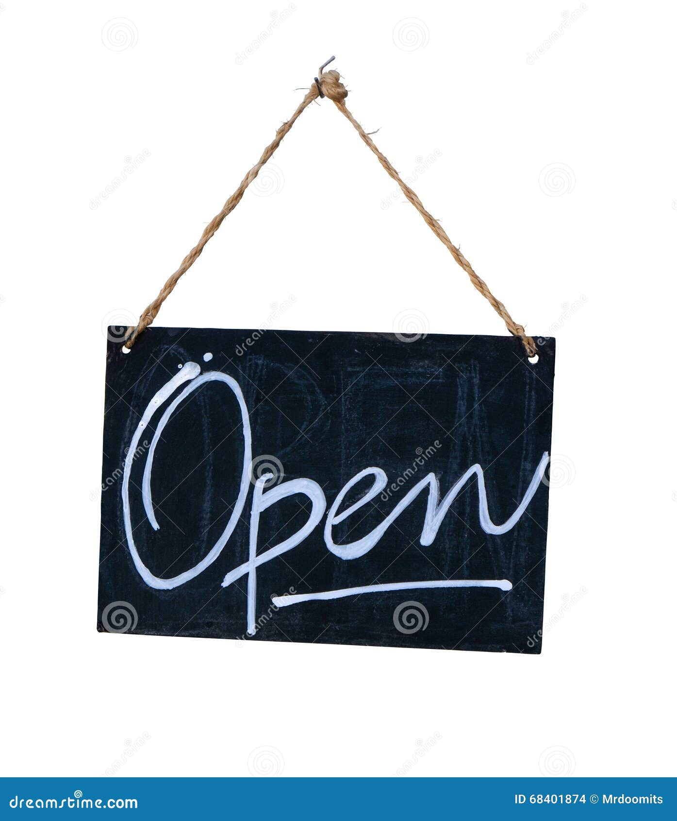 Isolated Hanging Open Sign stock photo. Image of rope - 68401874