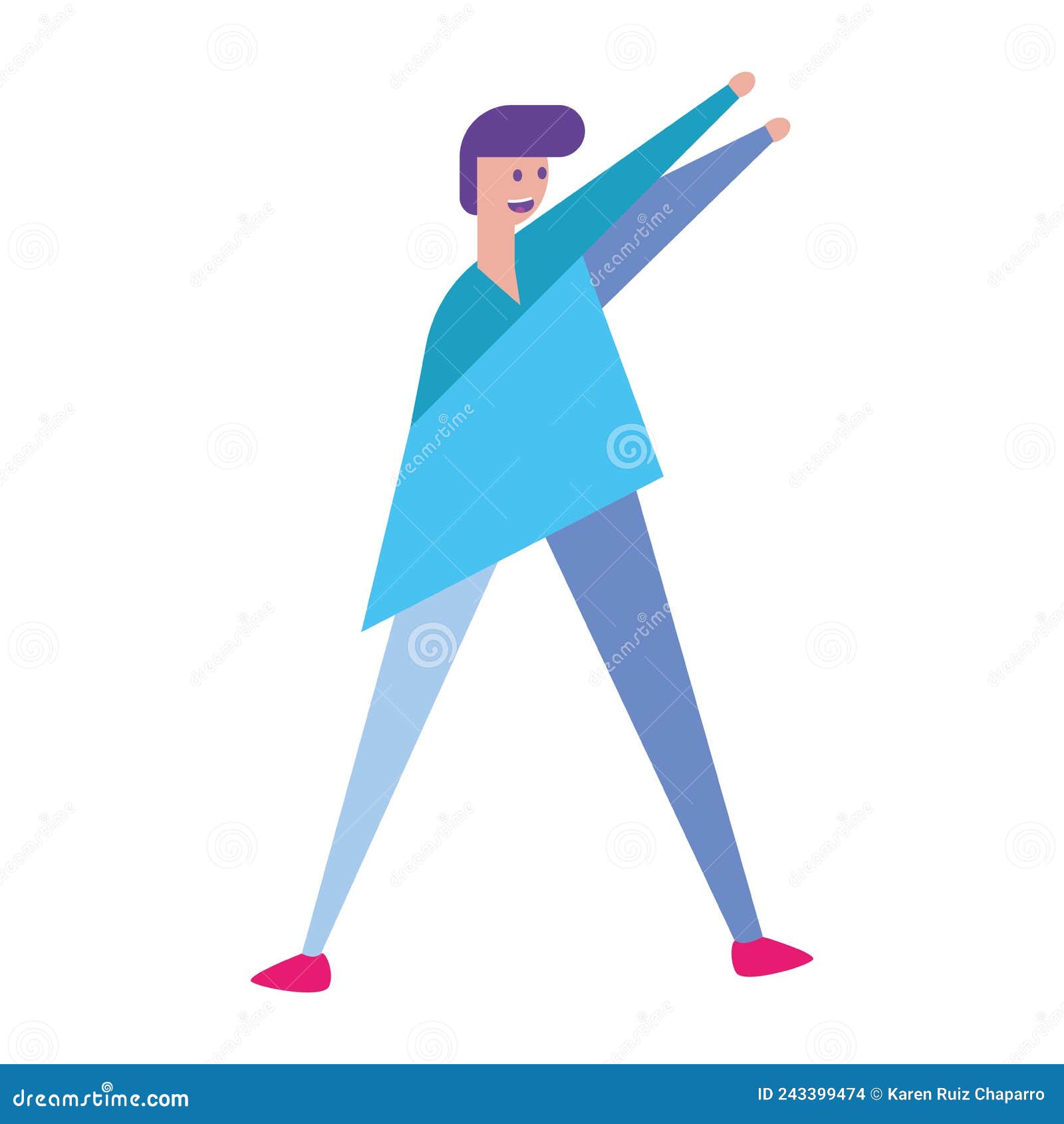 Isolated Happy Boy Cartoon with Both Hands Up Vector Stock Vector ...