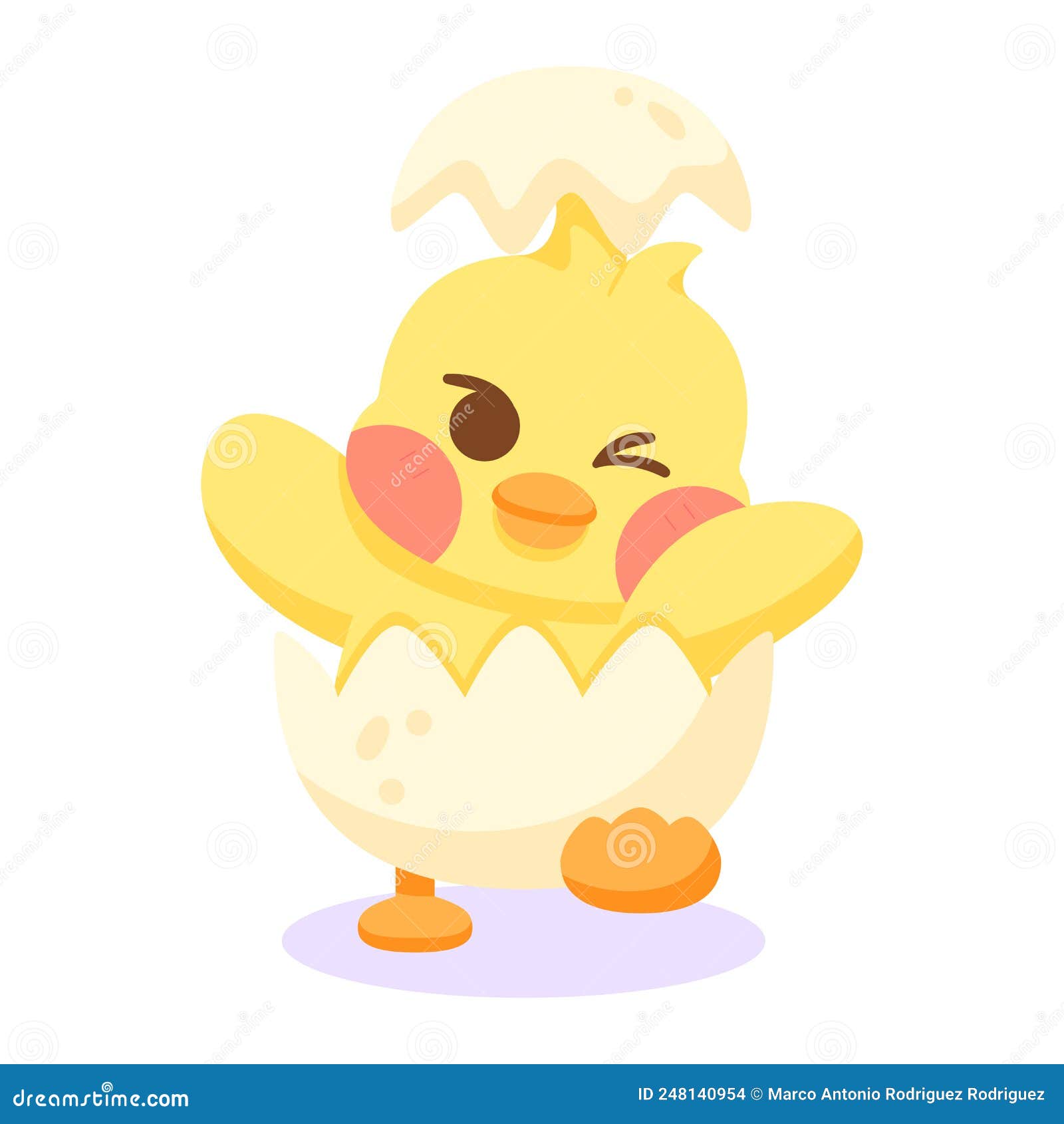 Isolated Happy Chick Cartoon Character on Its Eggshell Vector Stock ...