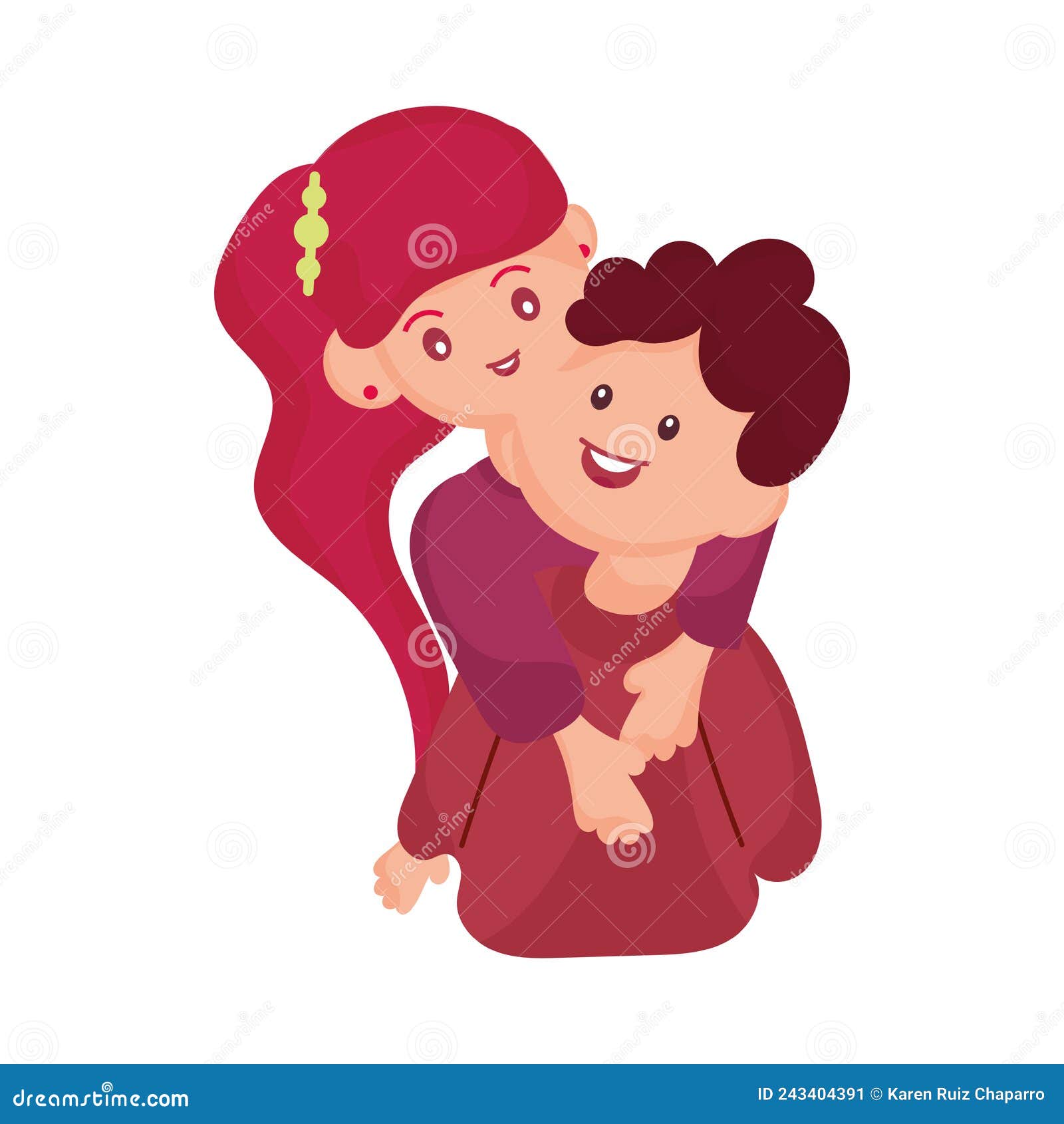 Isolated Happy Couple Characters Hugging Each Other Vector Stock Vector